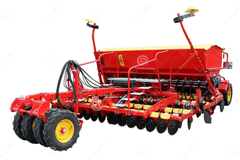 Red modern seeder stock image. Image of white, seed, bunker - 35352139