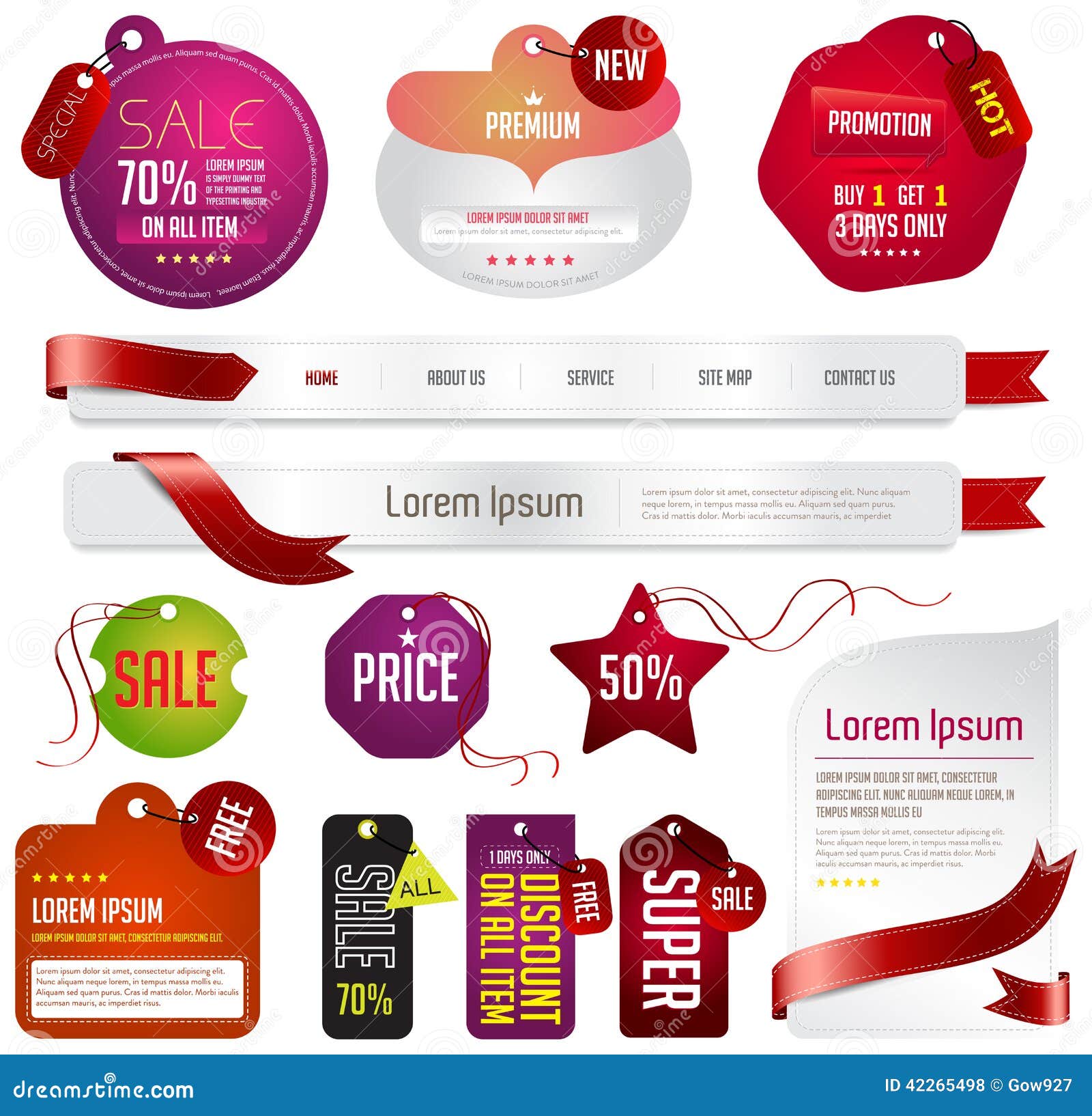 Red Modern Tags, Labels, and Headers Design with S Stock Illustration ...
