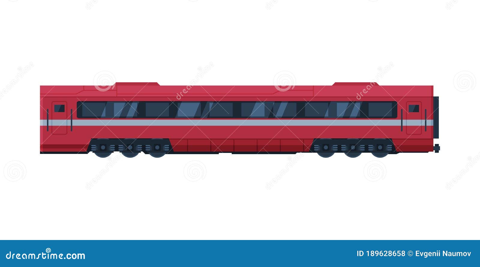 Red Modern Train Passenger Wagon, Railroad Transportation Flat Vector ...