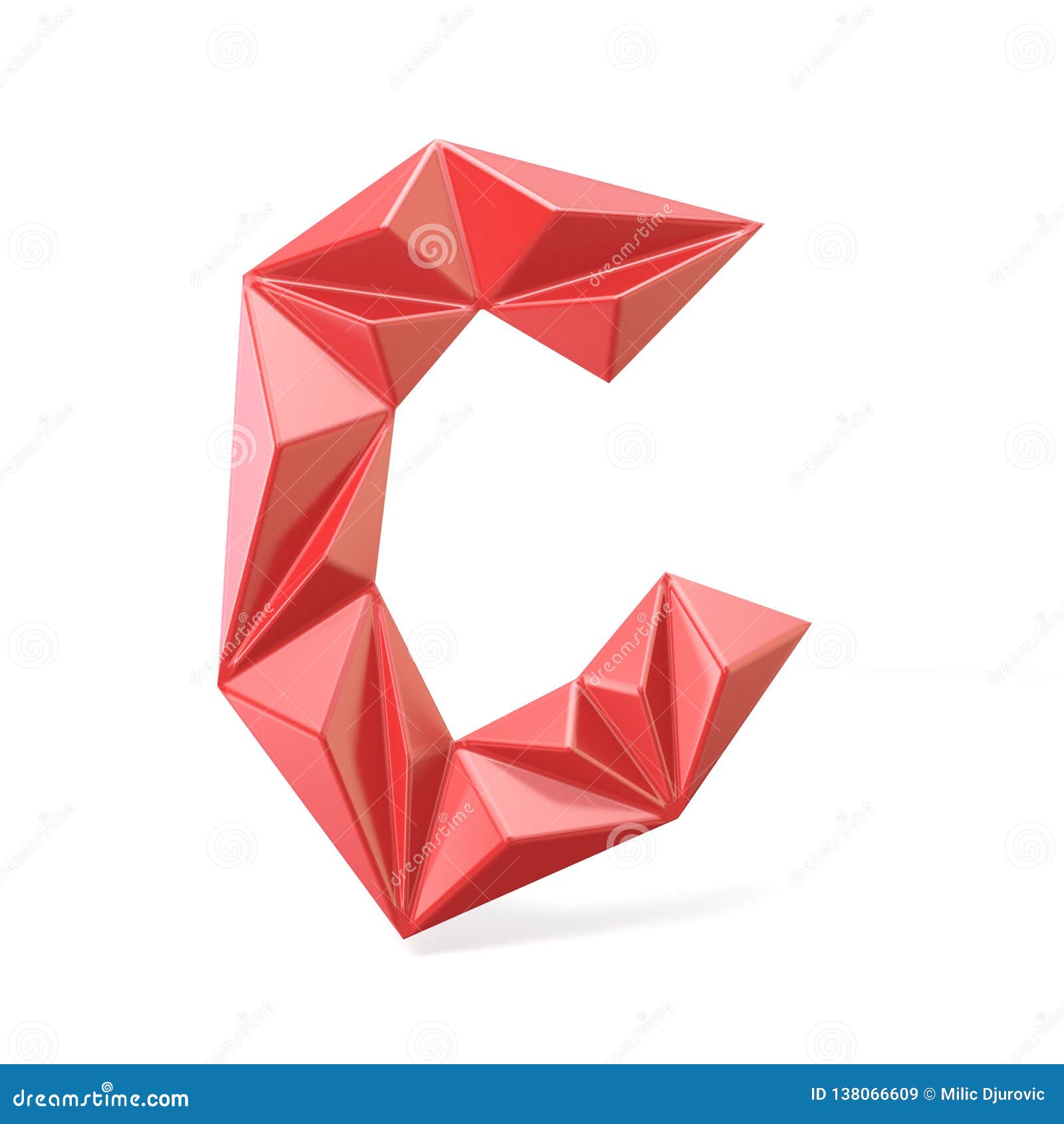 Red Modern Triangular Font Letter C. 3D Stock Illustration ...