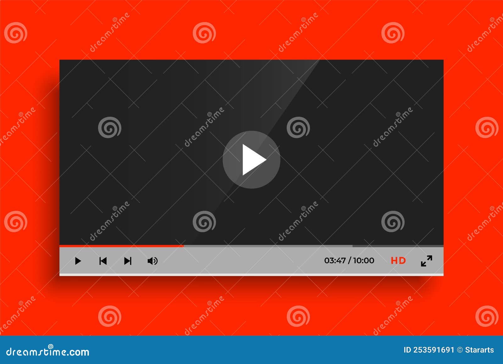 Red Modern Video Player Template Design Vector Illustration Stock ...