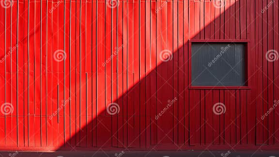 Red Modern Wall with Dramatic Sunlight and Window Stock Image - Image ...