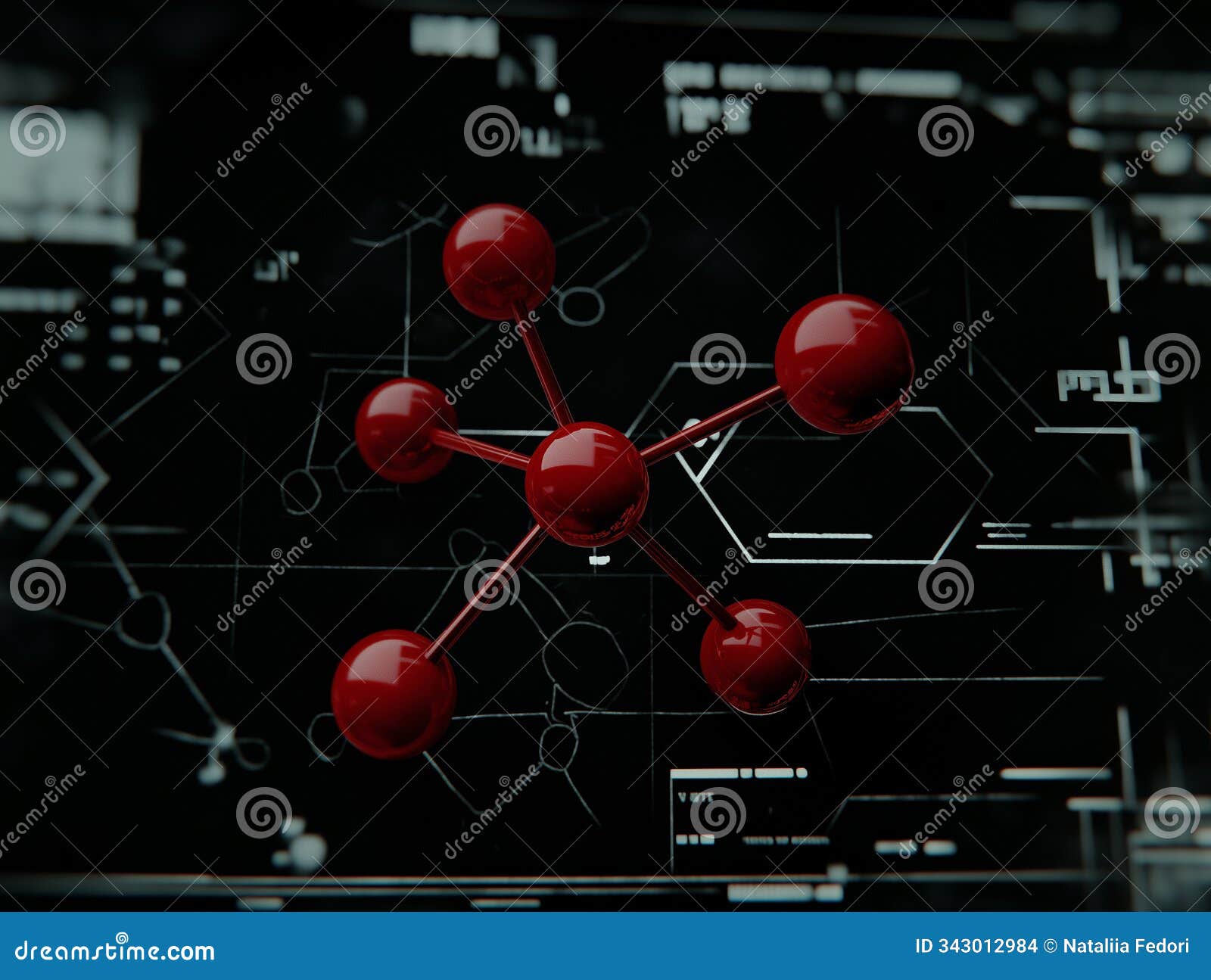 A red molecular model stock photo. Image of design, precision - 343012984