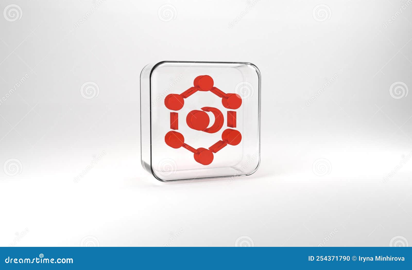 Red Molecule Icon Isolated on Grey Background. Structure of Molecules ...