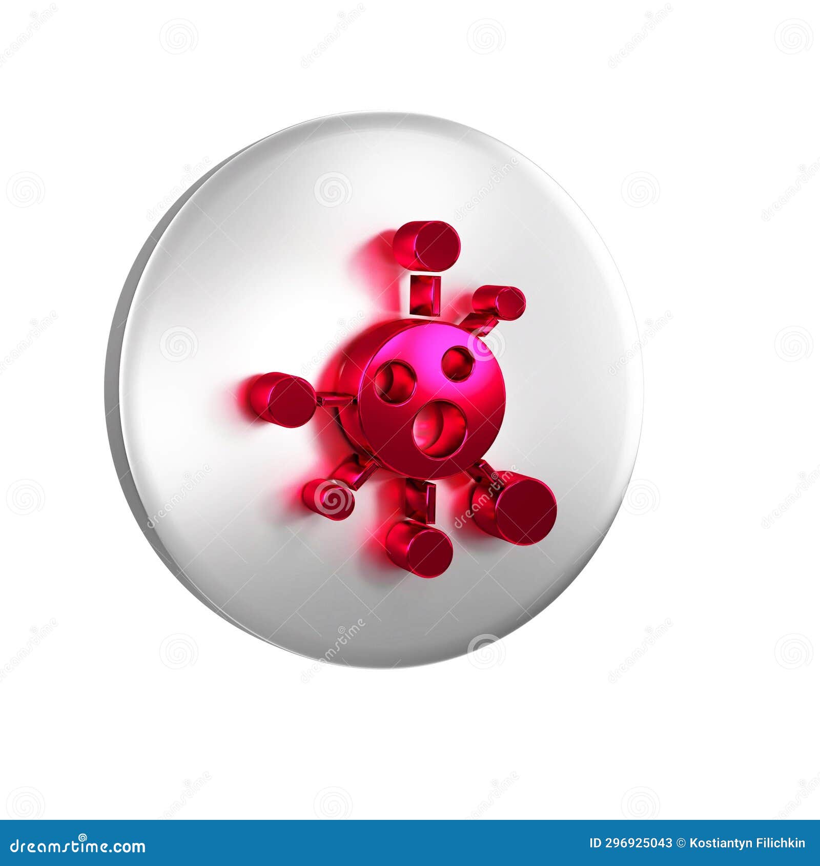 Red Molecule Icon Isolated on Transparent Background. Structure of ...