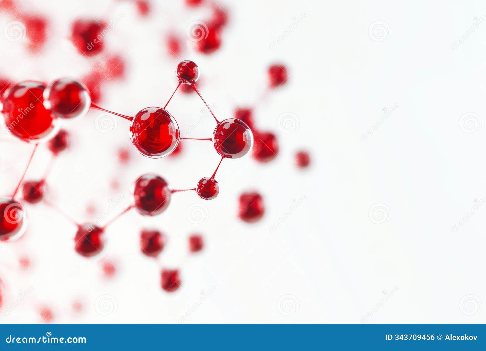 Red Molecules Floating and Connecting on Bright White Background, 3D ...