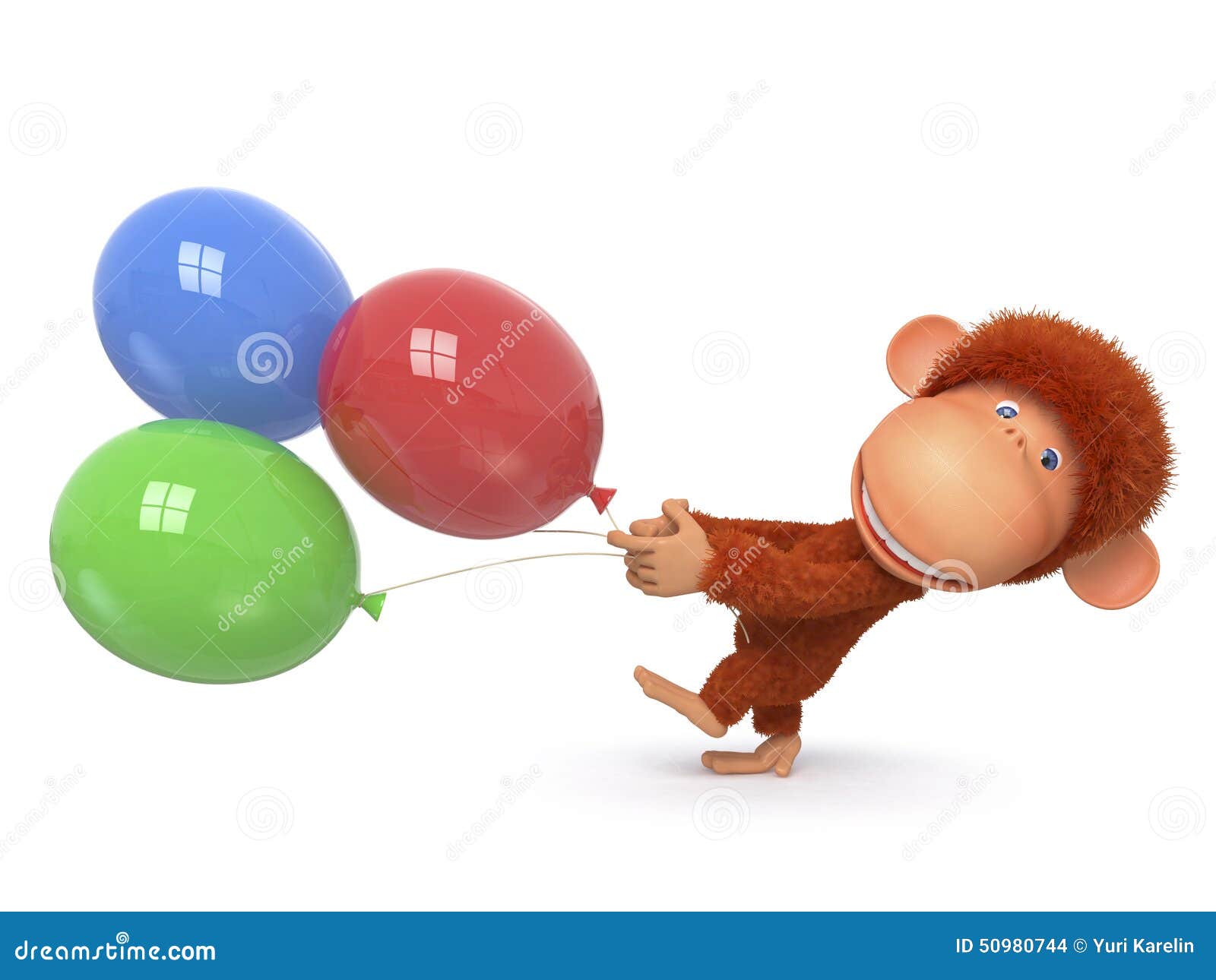 The Red Monkey with Balloon Stock Illustration - Illustration of ...