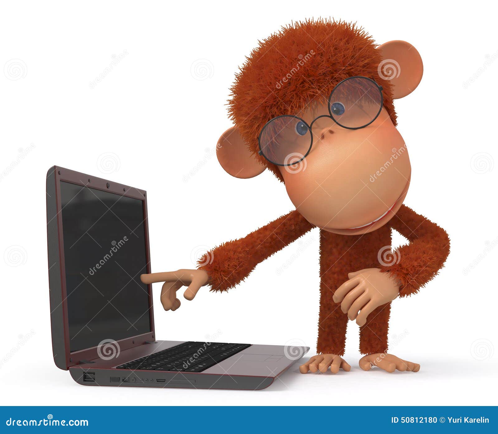 The Red Monkey with the Laptop Stock Illustration - Illustration of ...