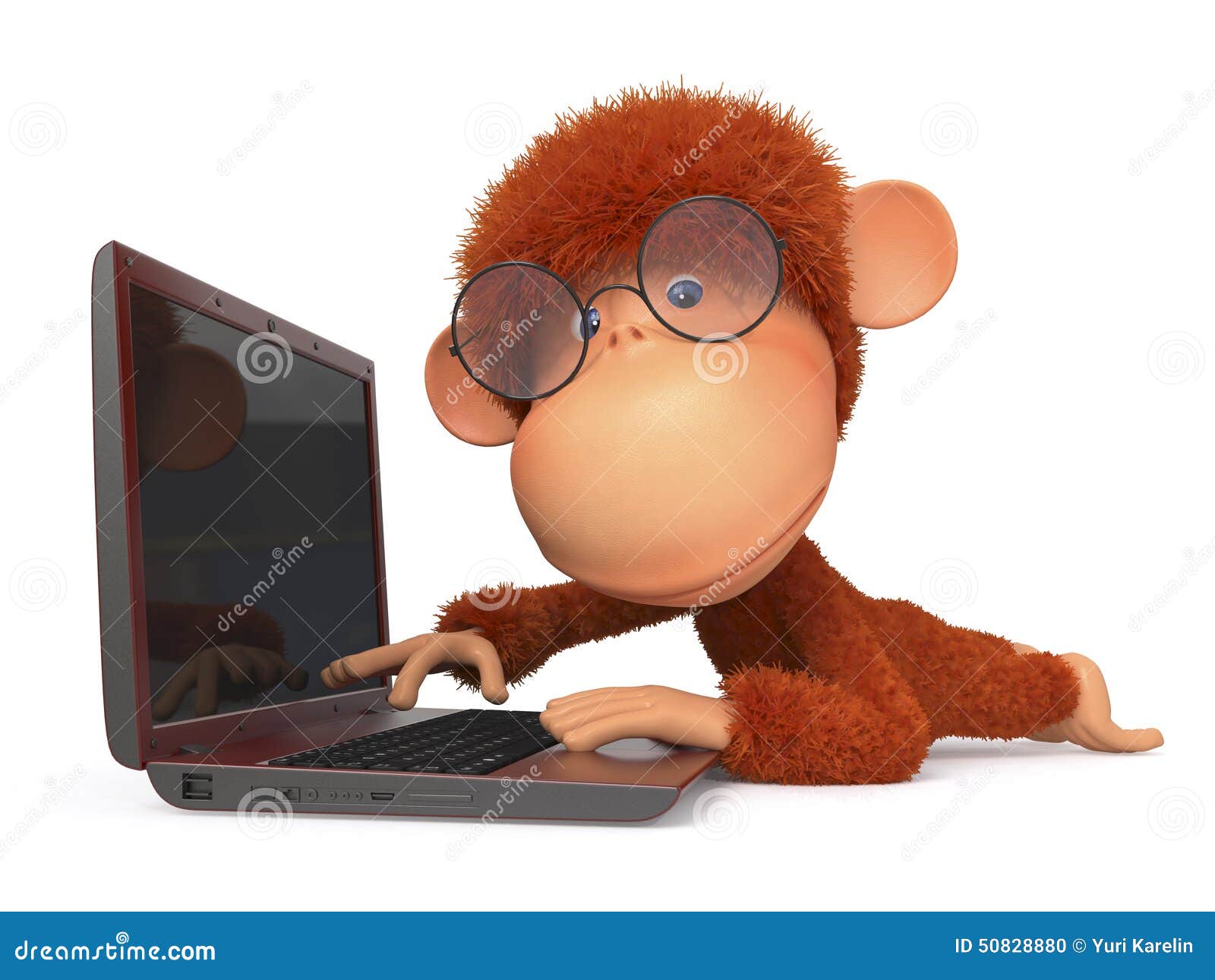 The Red Monkey with the Laptop Stock Illustration - Illustration of ...