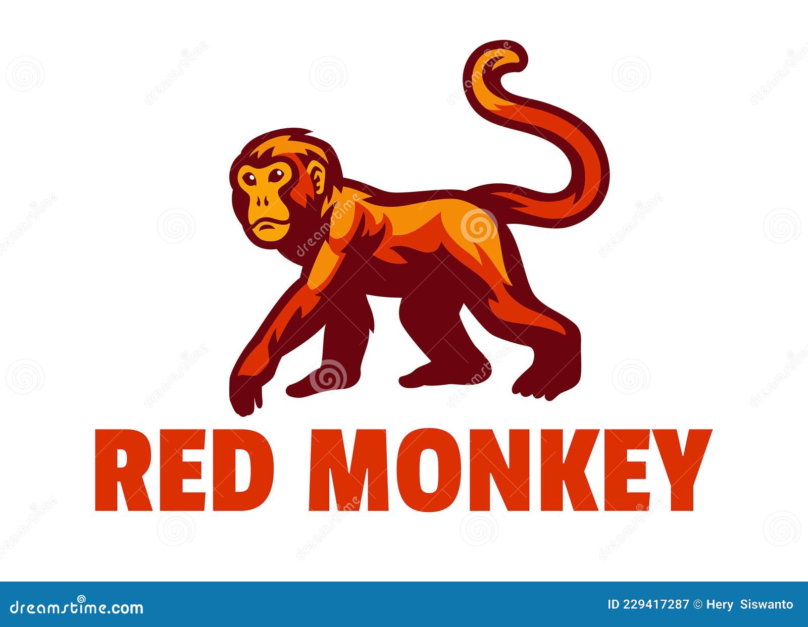 Red Monkey Mascot Logo stock vector. Illustration of icon - 229417287