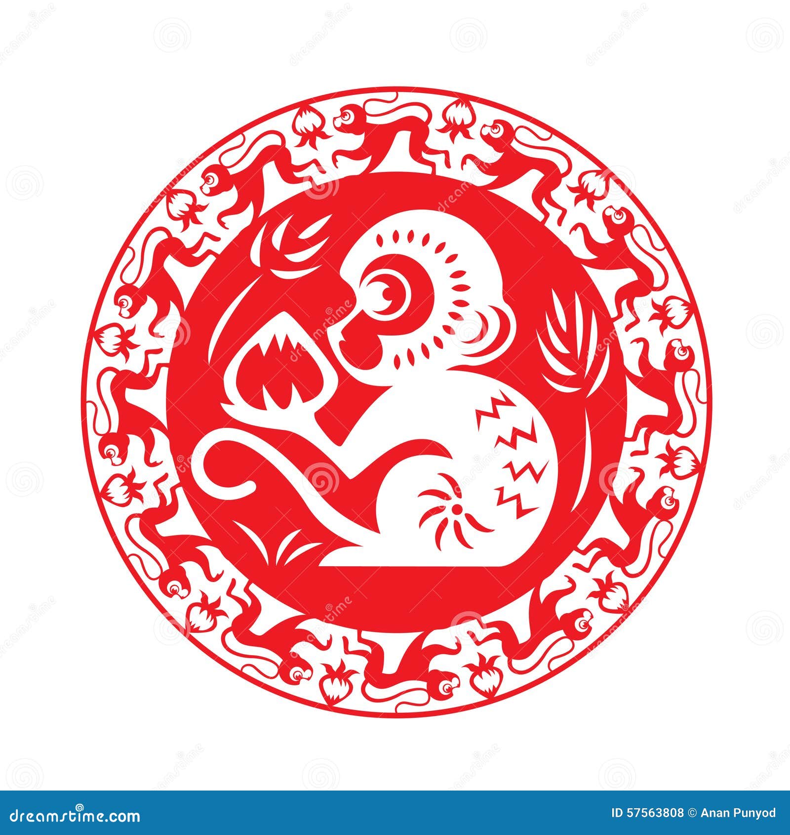 Set Monkey Zodiac, Comet Falling Down Fast, Moon And Stars And Eclipse ...