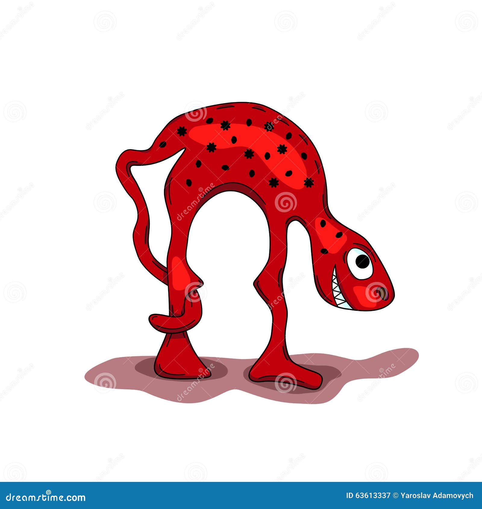 Red monster stock vector. Illustration of tail, monster - 63613337