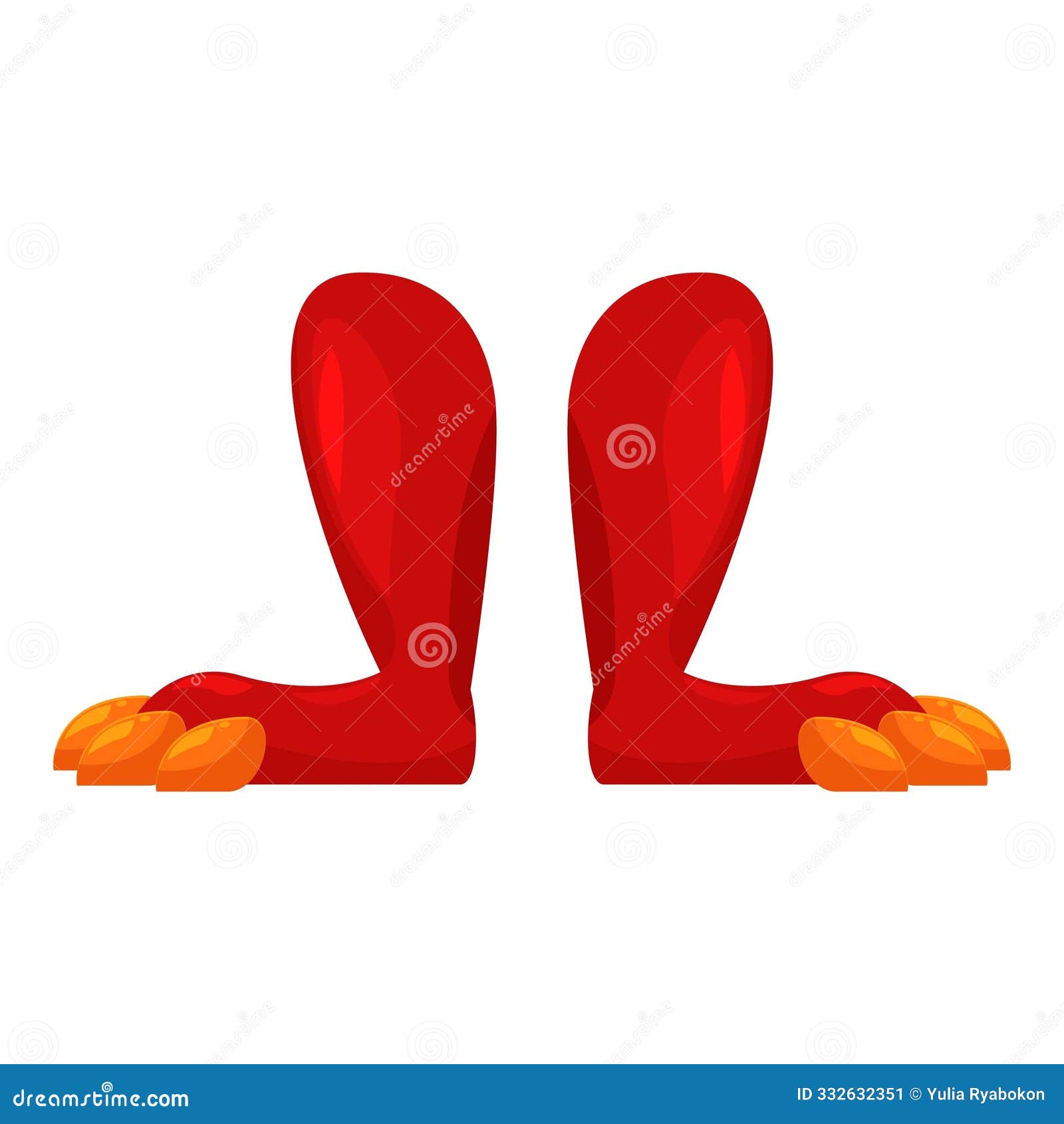 Red Monster Legs Standing with Yellow Claws Stock Vector - Illustration ...