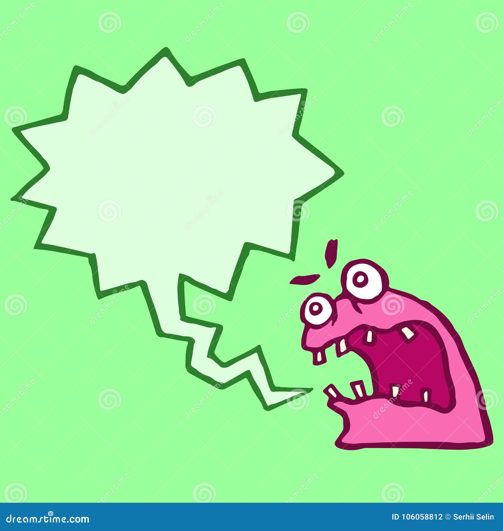 Red Monster Sponge with Speech Cloud. Vector Illustration. Stock Vector ...