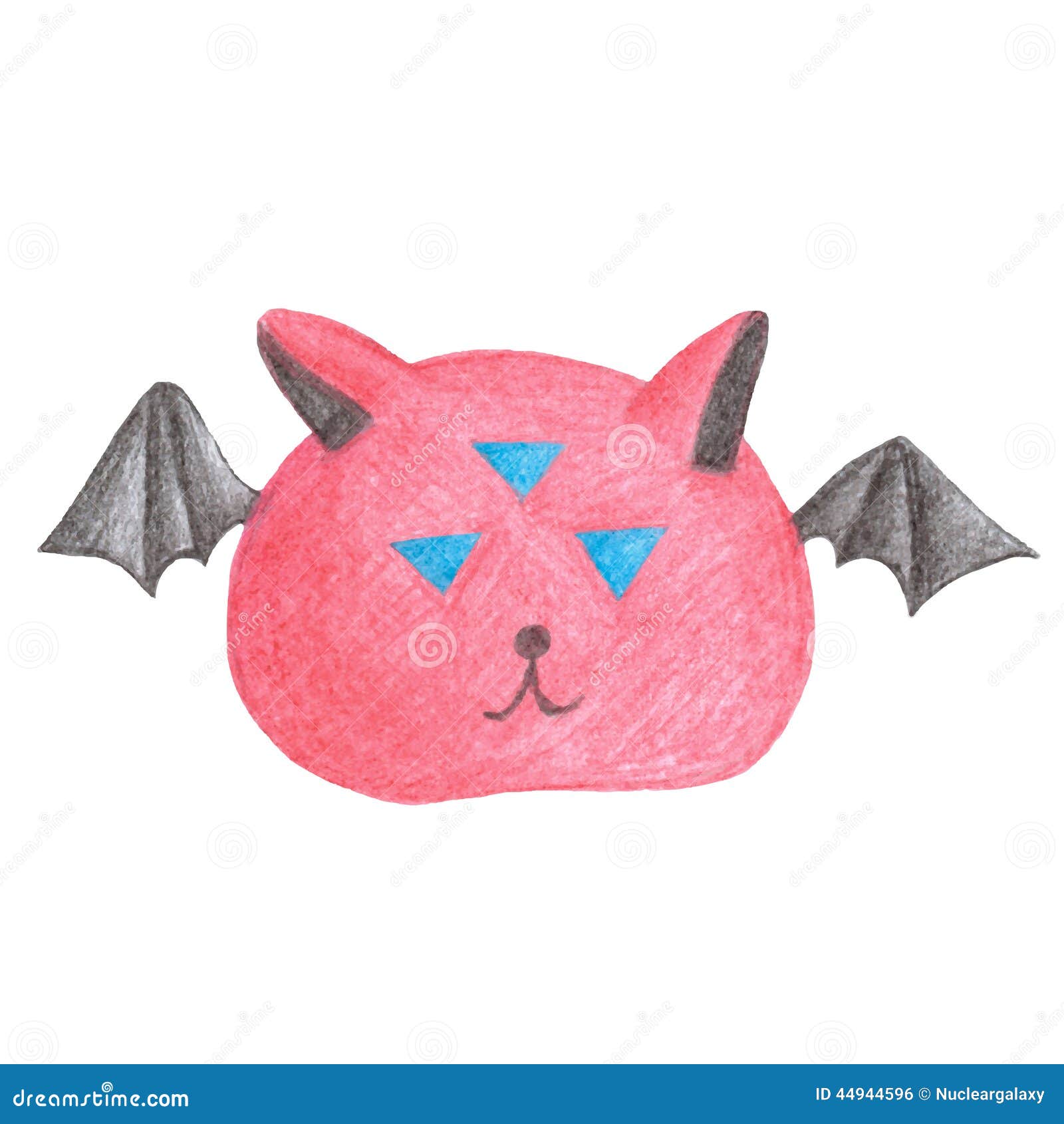 Red Monster with Wings and Three Eyes, Draw a Pencil Stock Vector ...