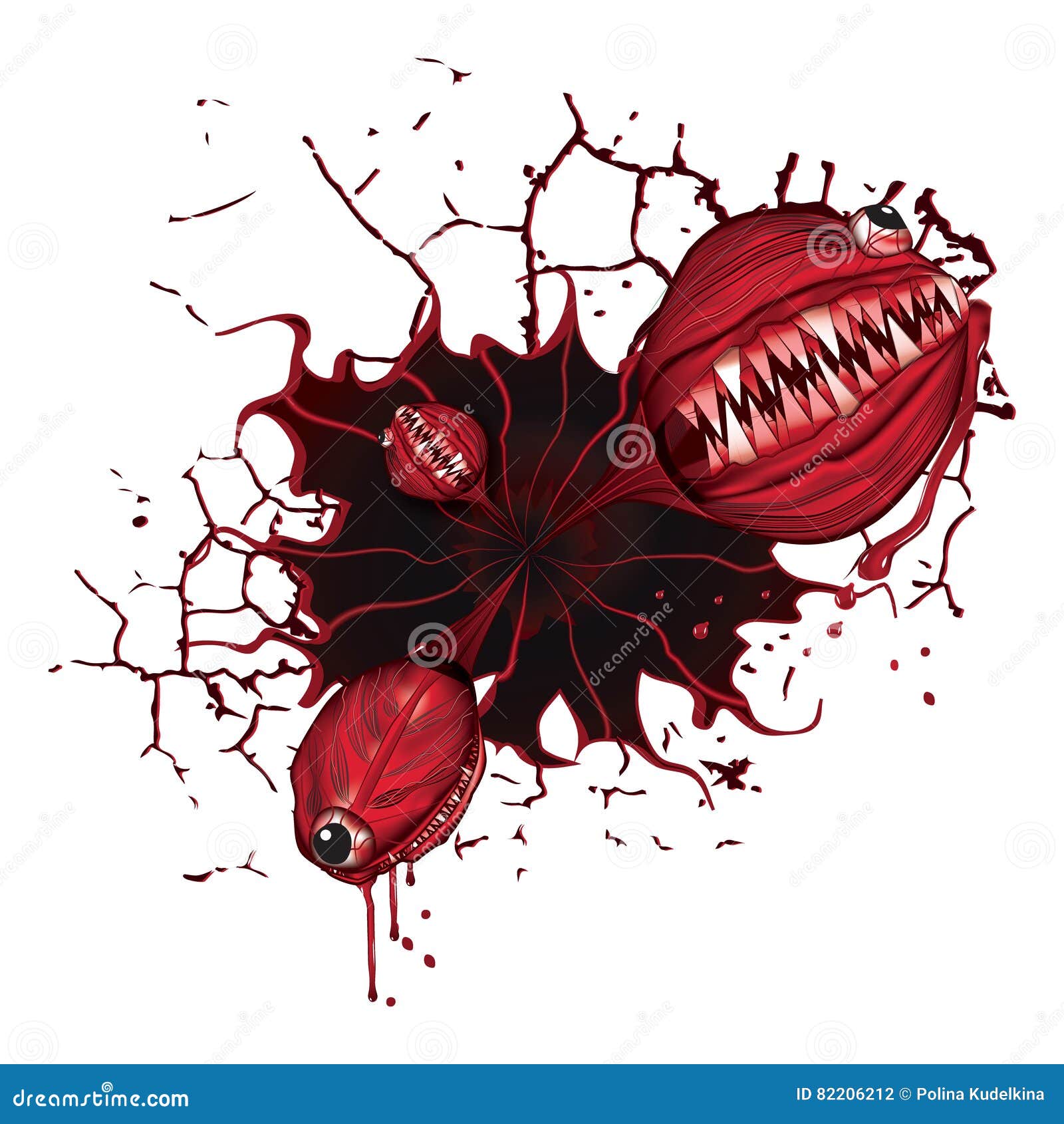 Red monsters stock vector. Illustration of horror, halloween - 82206212