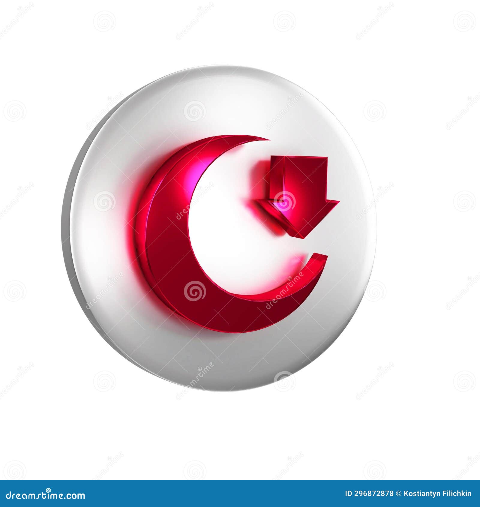 Red Moon Icon Isolated on Transparent Background. Silver Circle Button ...