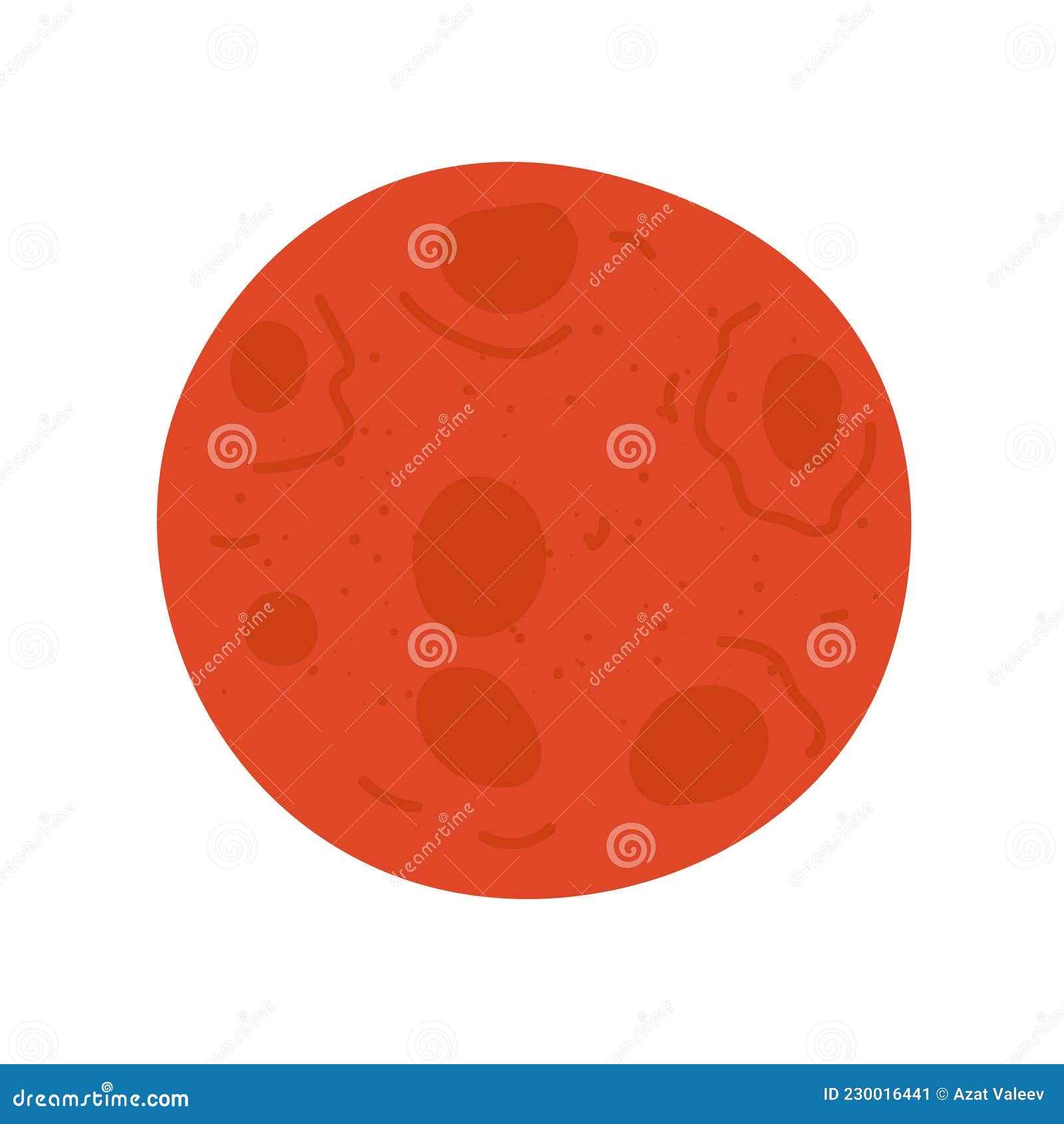 Red Moon with Lunar Craters on Surface Drawing Colored Icon. Vector ...