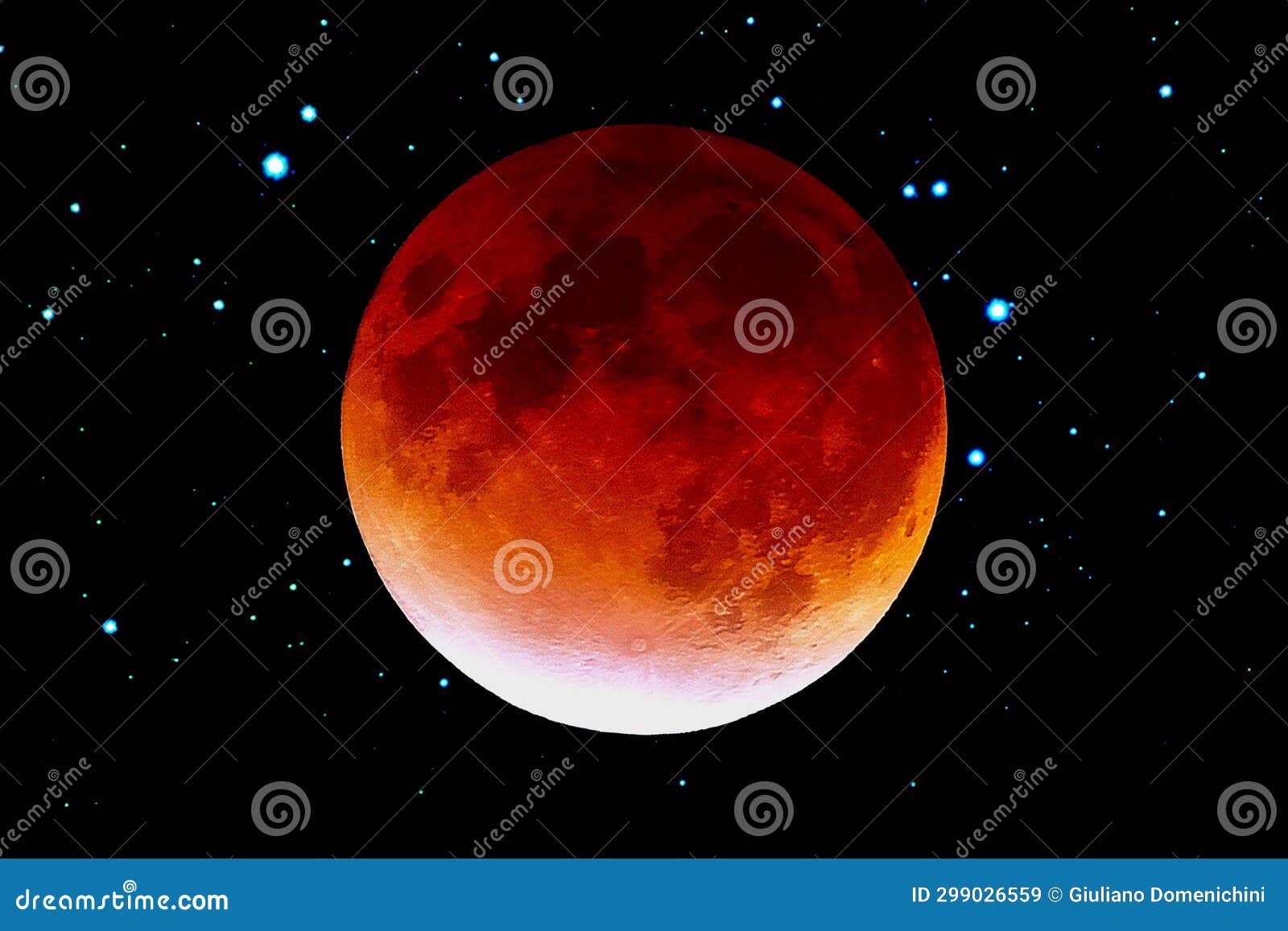 The Red Moon in the Night Sky Close-up. 3D Rendering Stock Illustration ...