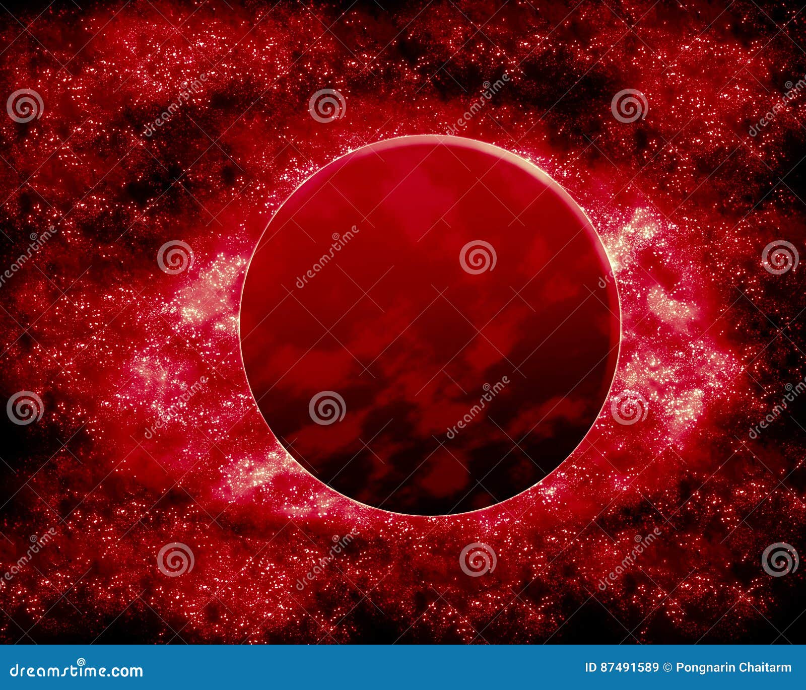 Red Moon and Planet - Fantasy Space Stock Illustration - Illustration ...