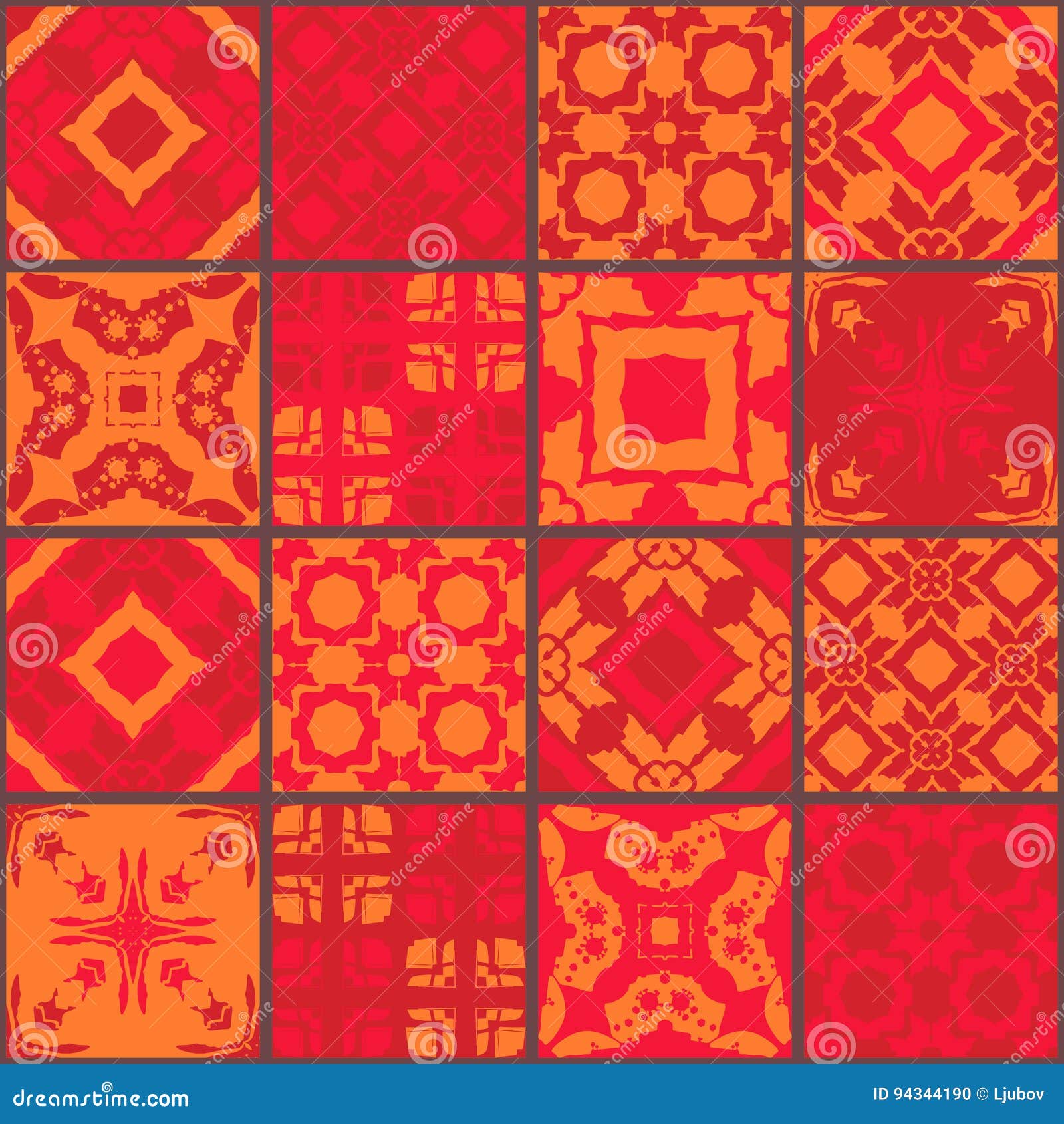 Red Moroccan Ceramic Tiles. Cute Patchwork Pattern Stock Vector ...