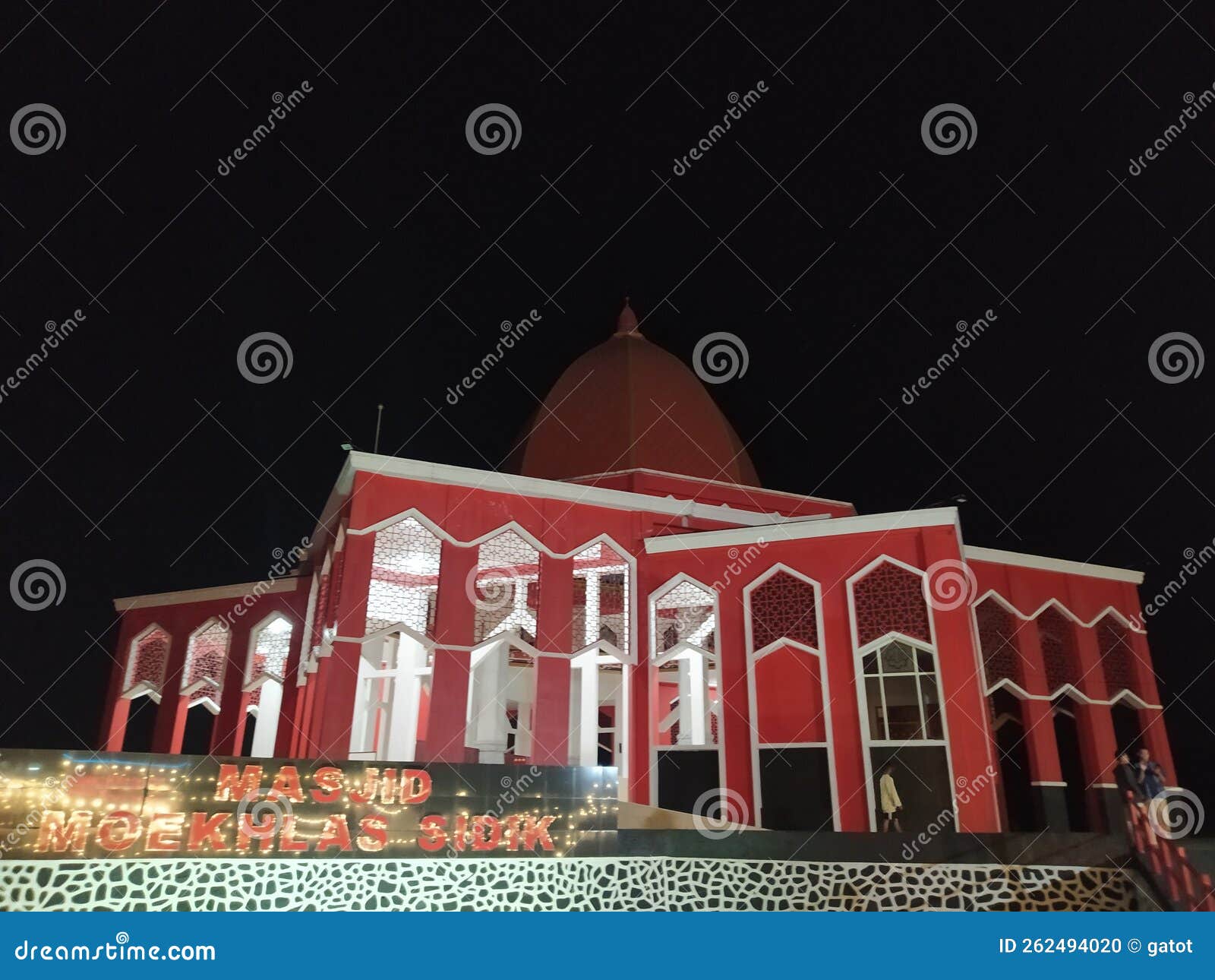 The Red Mosque that Looks Dashing at Night Stock Photo - Image of looks ...