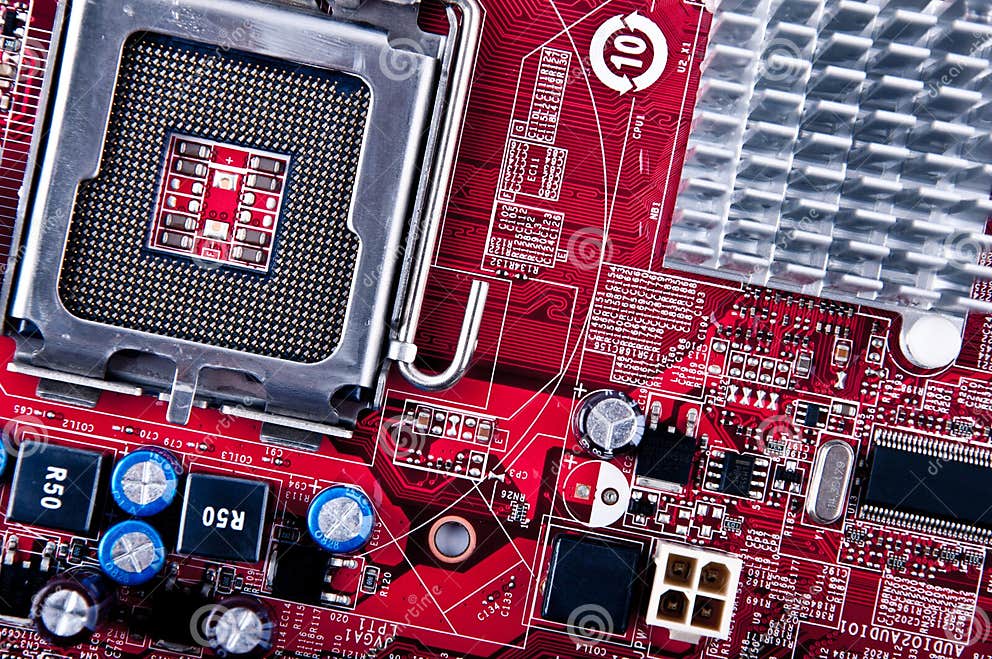 Red motherboard stock image. Image of conductivity, analogical - 27692563