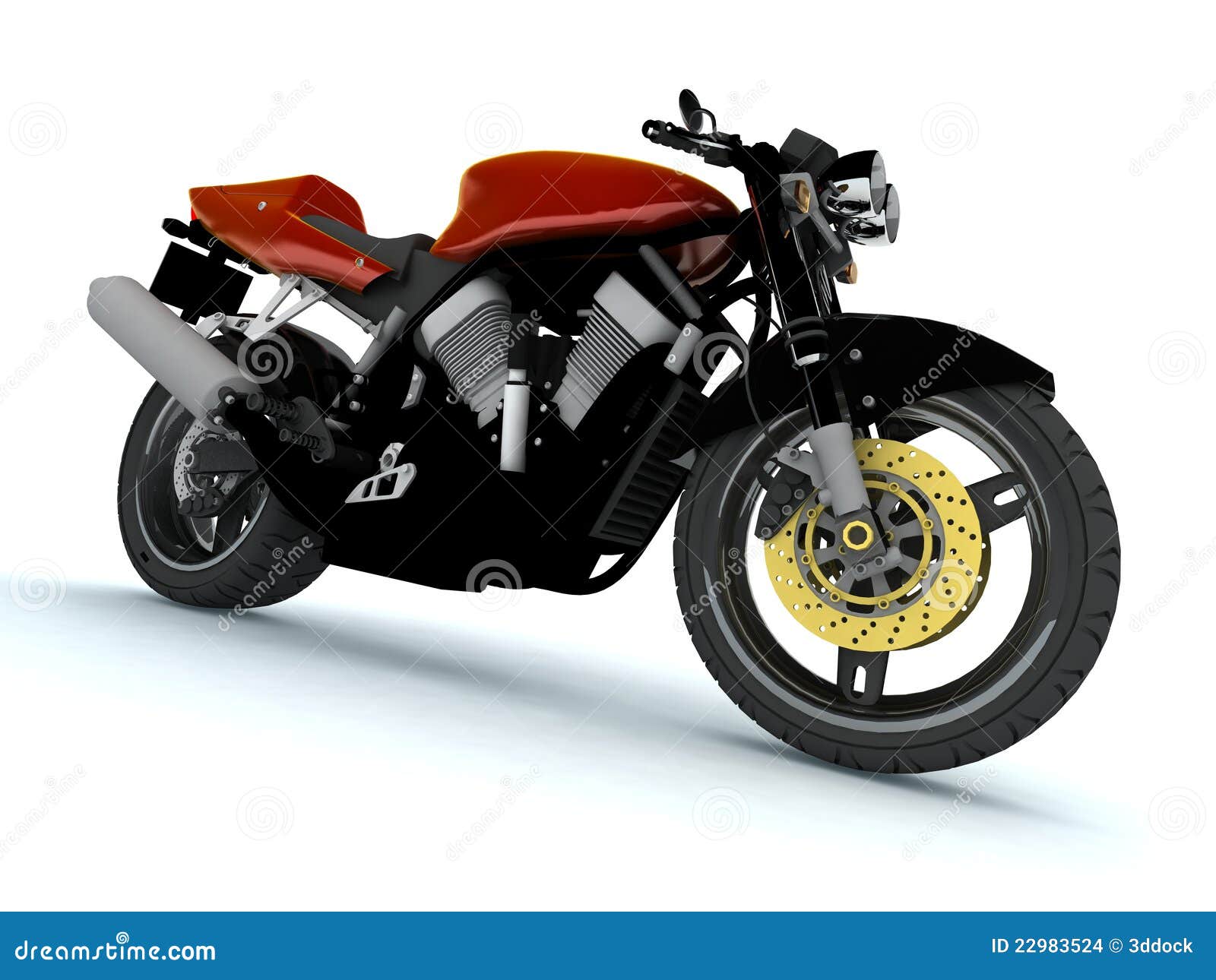 Red Motor cycle stock illustration. Illustration of chrome - 22983524