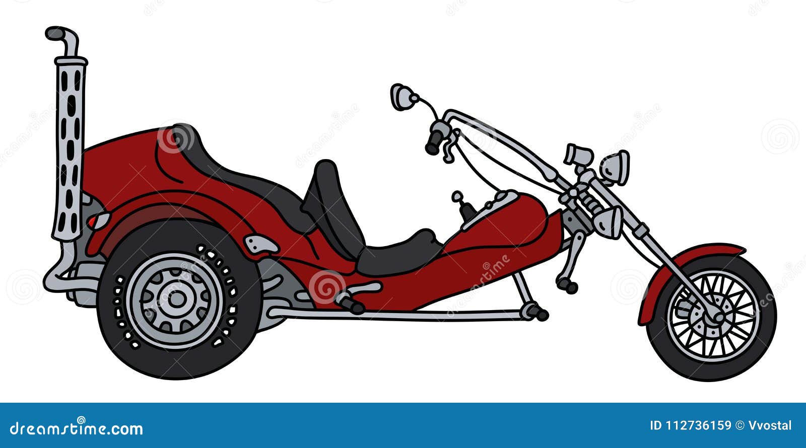 The red motor tricycle stock vector. Illustration of black - 112736159