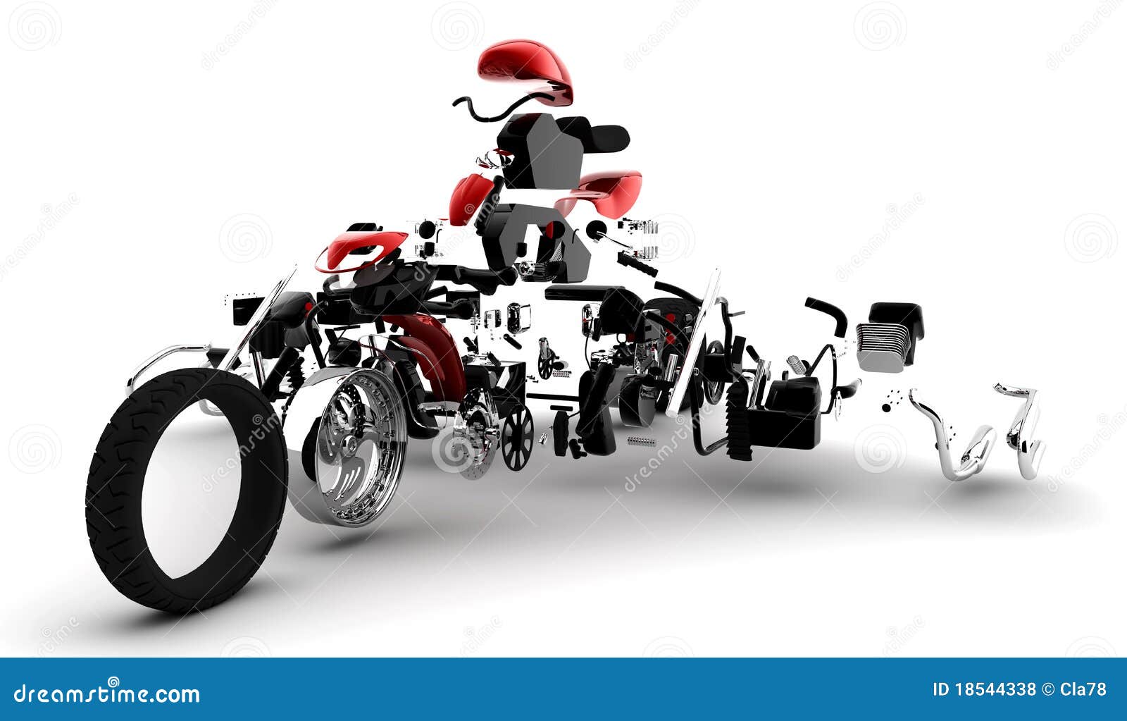 Red Motorbike Exploded Stock Photo | CartoonDealer.com #18544338