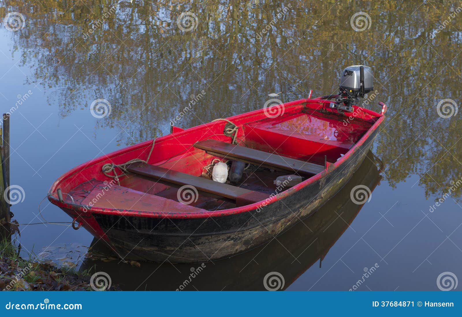 Red motorboat stock image. Image of rope, life, private - 37684871