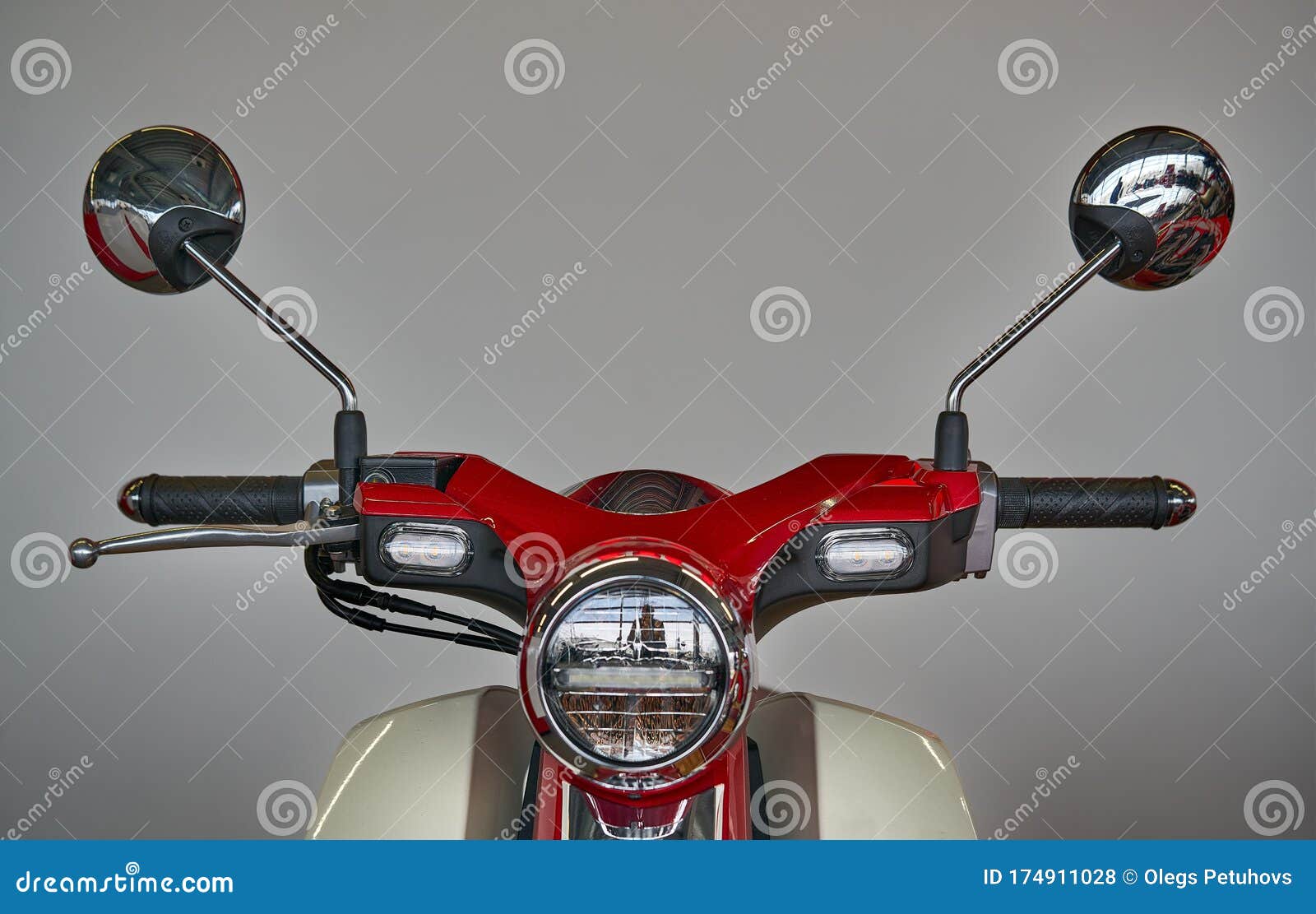 Red Motorcycle Front Details - Headlights Stock Photo - Image of front ...