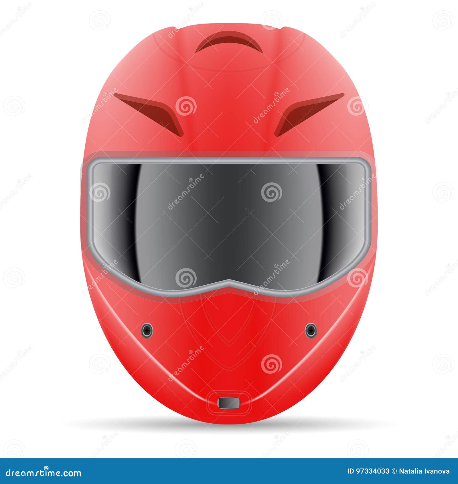 Red Motorcycle Helmet. Front View Isolated on a White Background ...