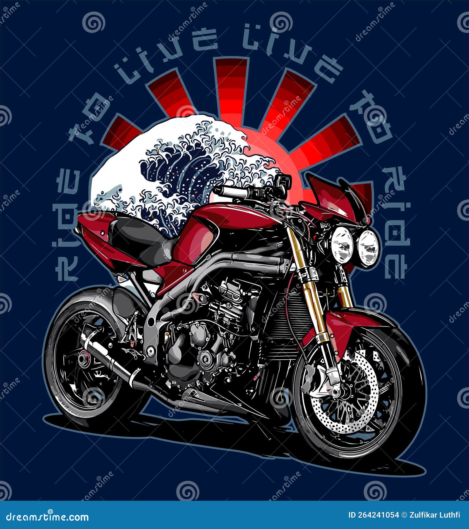 Red motorcycle stock vector. Illustration of truck, transport - 264241054