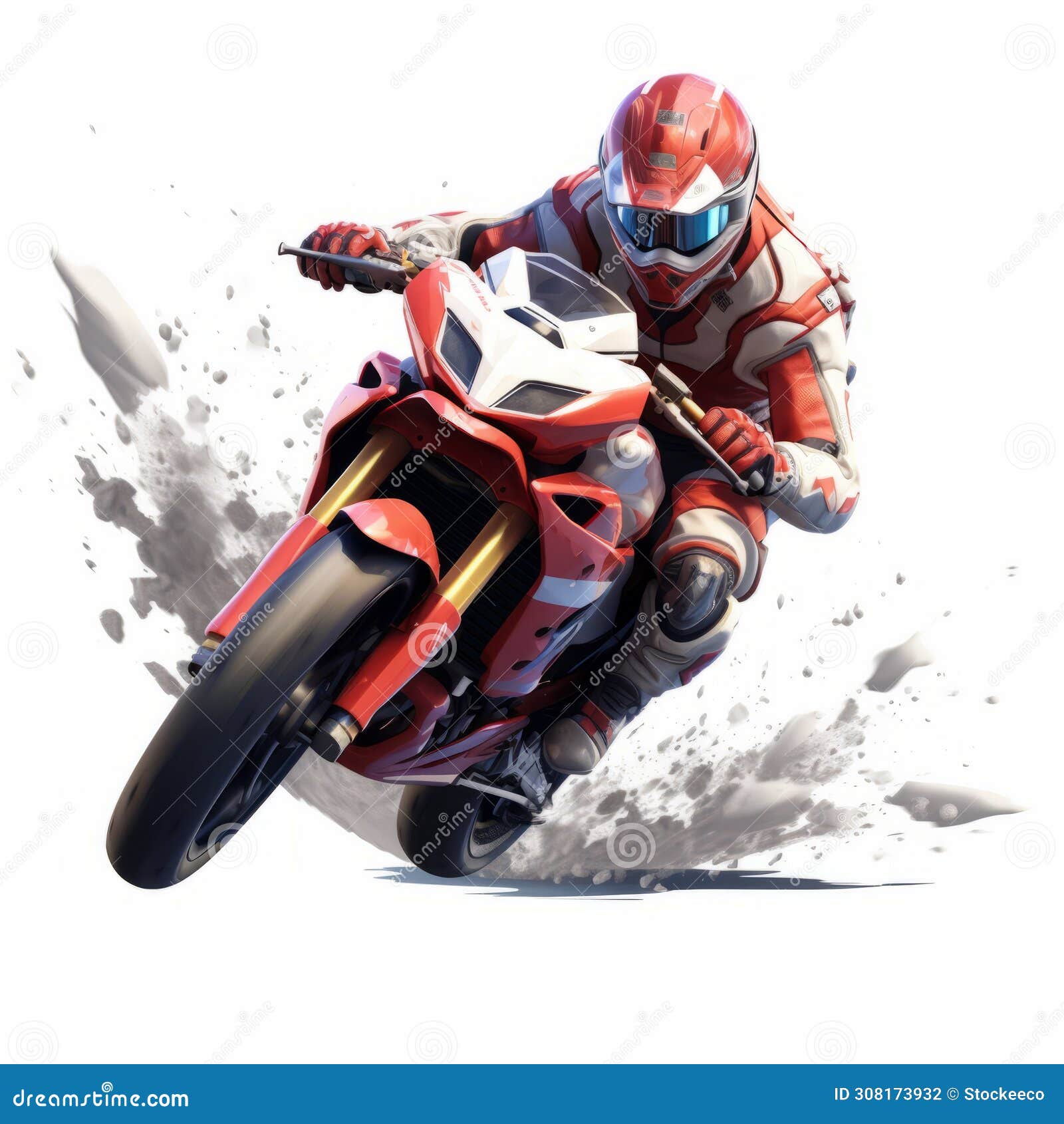 Red Motorcycle Rider in Physically Based Rendering Style Stock ...