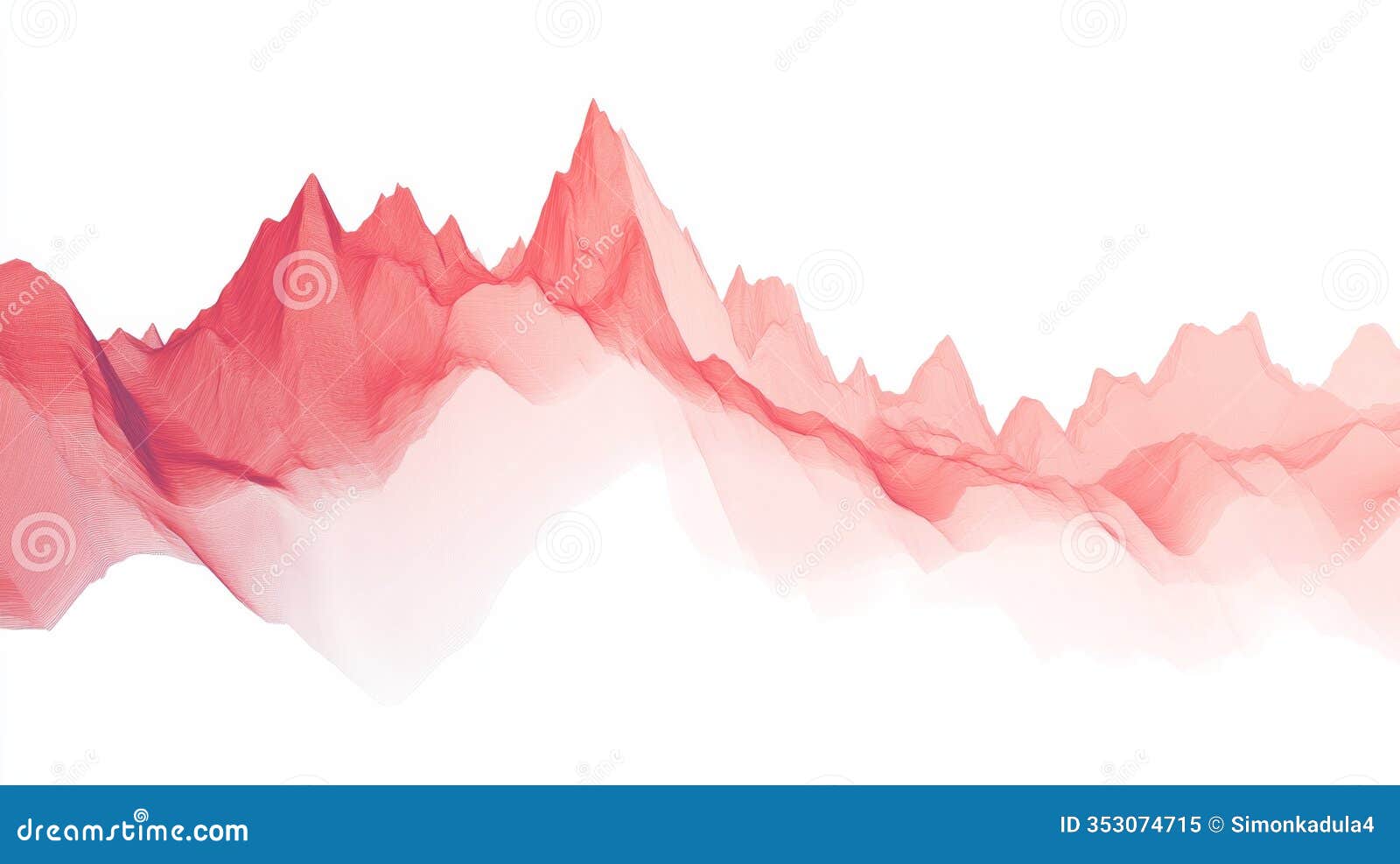 Red Mountain Range Forming a Continuous Chain on White Background Stock ...