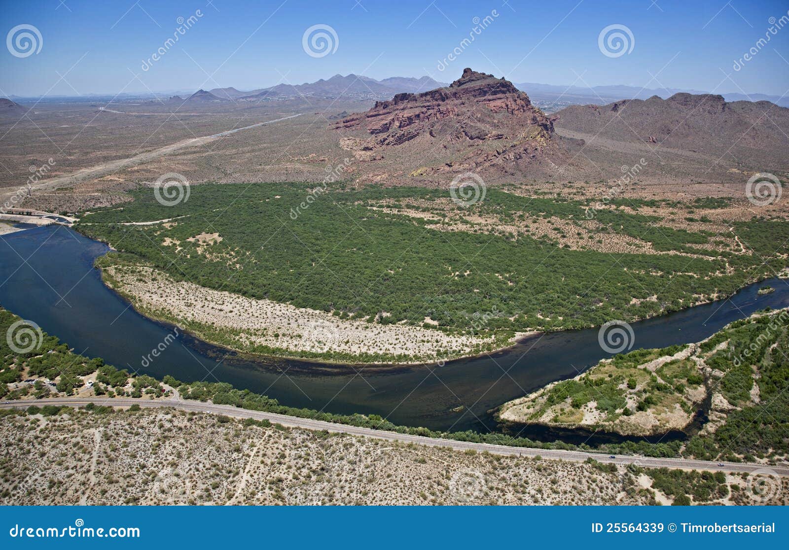 Red Mountain and the Salt River Stock Image - Image of trees, river ...