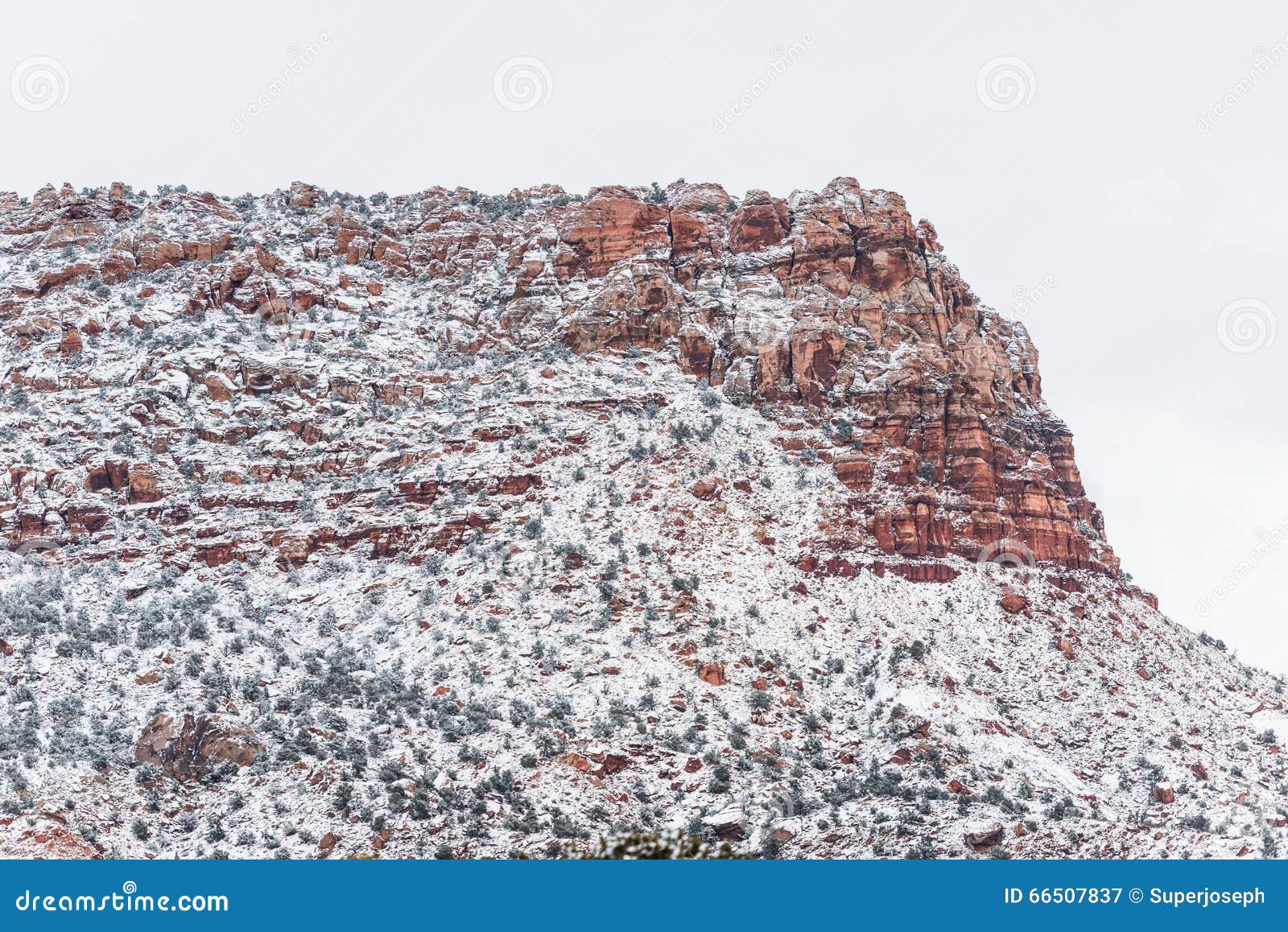 Red Mountain with Snow Haze at Sunset Stock Image - Image of house ...
