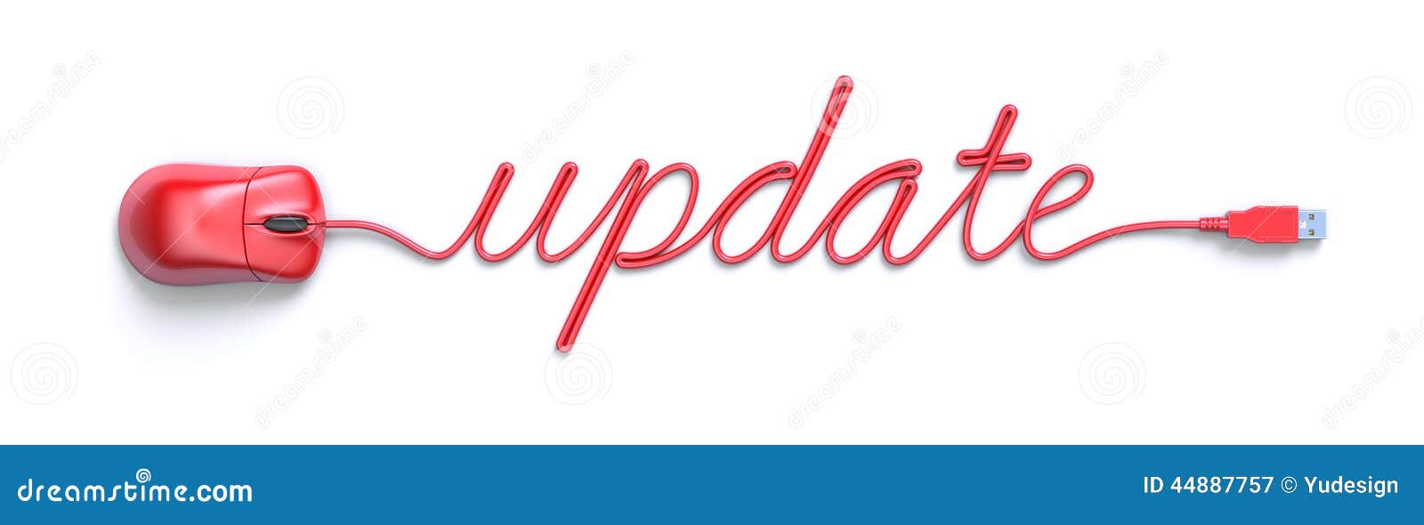 Red Mouse and Cable in the Shape of Update Word Stock Illustration ...