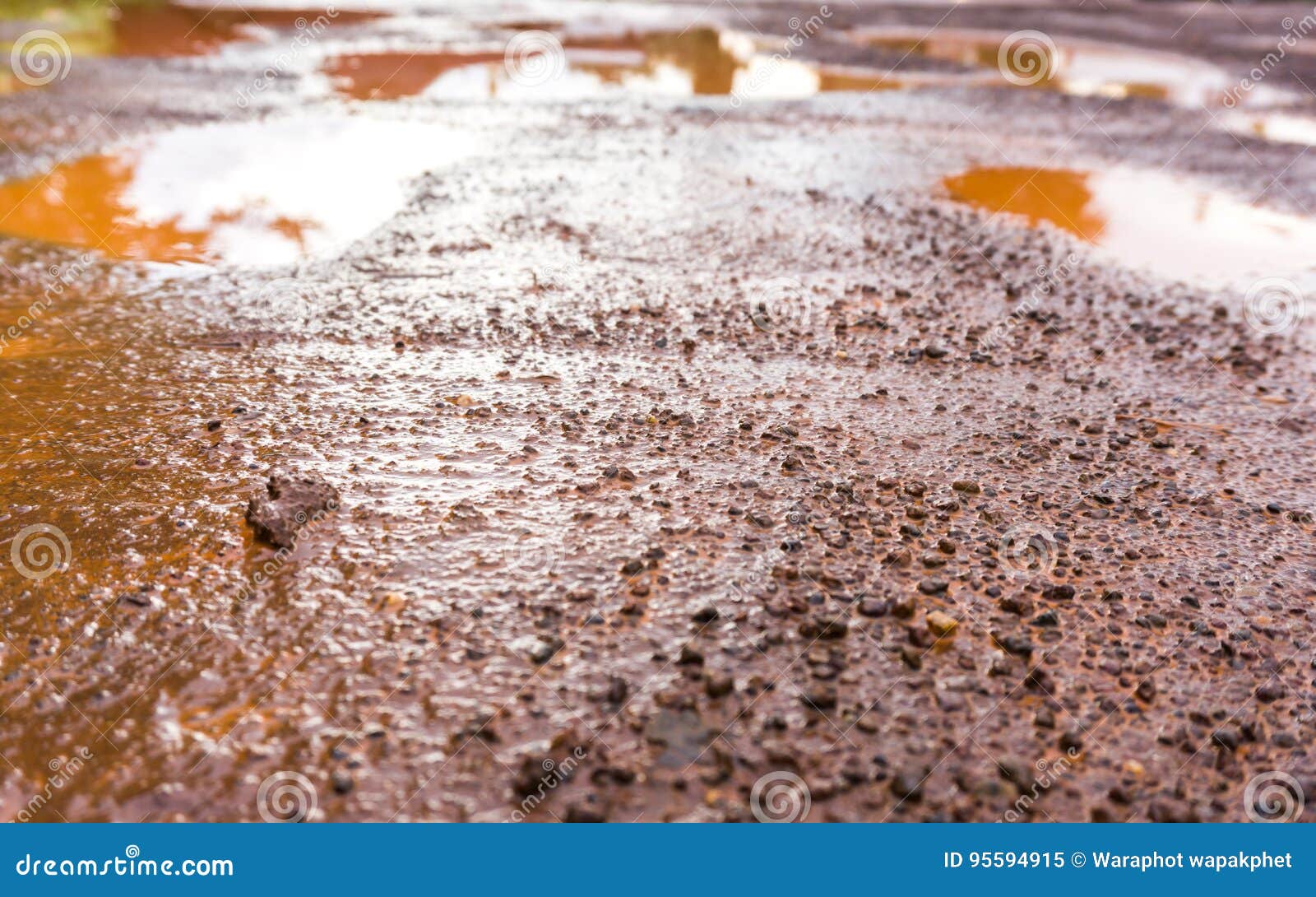 The Red Mud Road Has Many Wells, Sagging Roads Stock Image - Image of ...