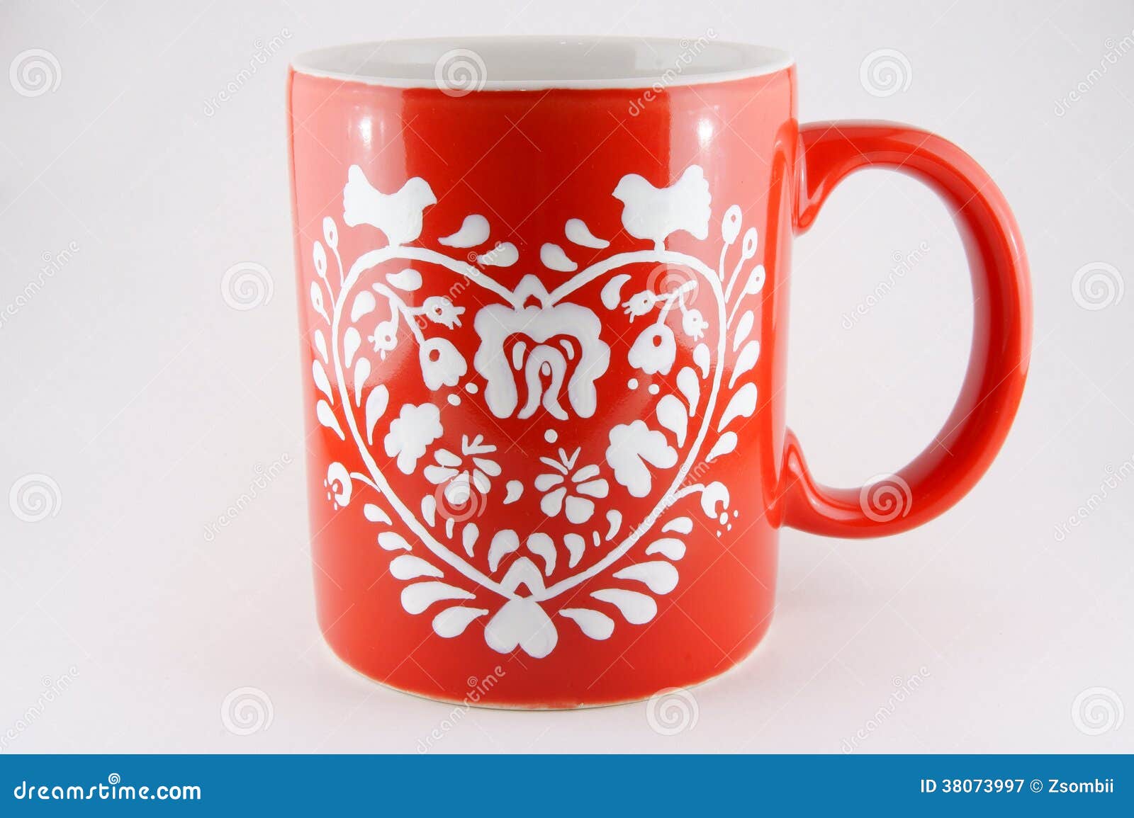 Red mug stock image. Image of ceramics, heart, painted - 38073997