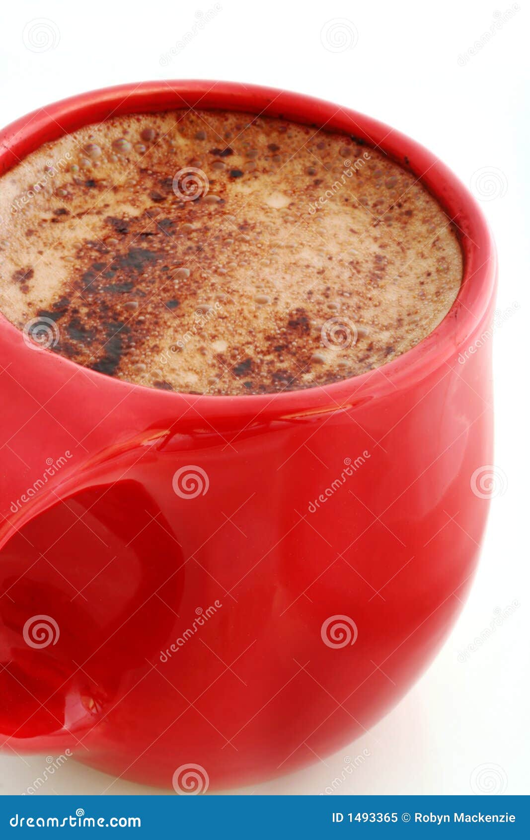 Red Mug of Hot Chocolate #2 Stock Image - Image of frothy, coffee: 1493365