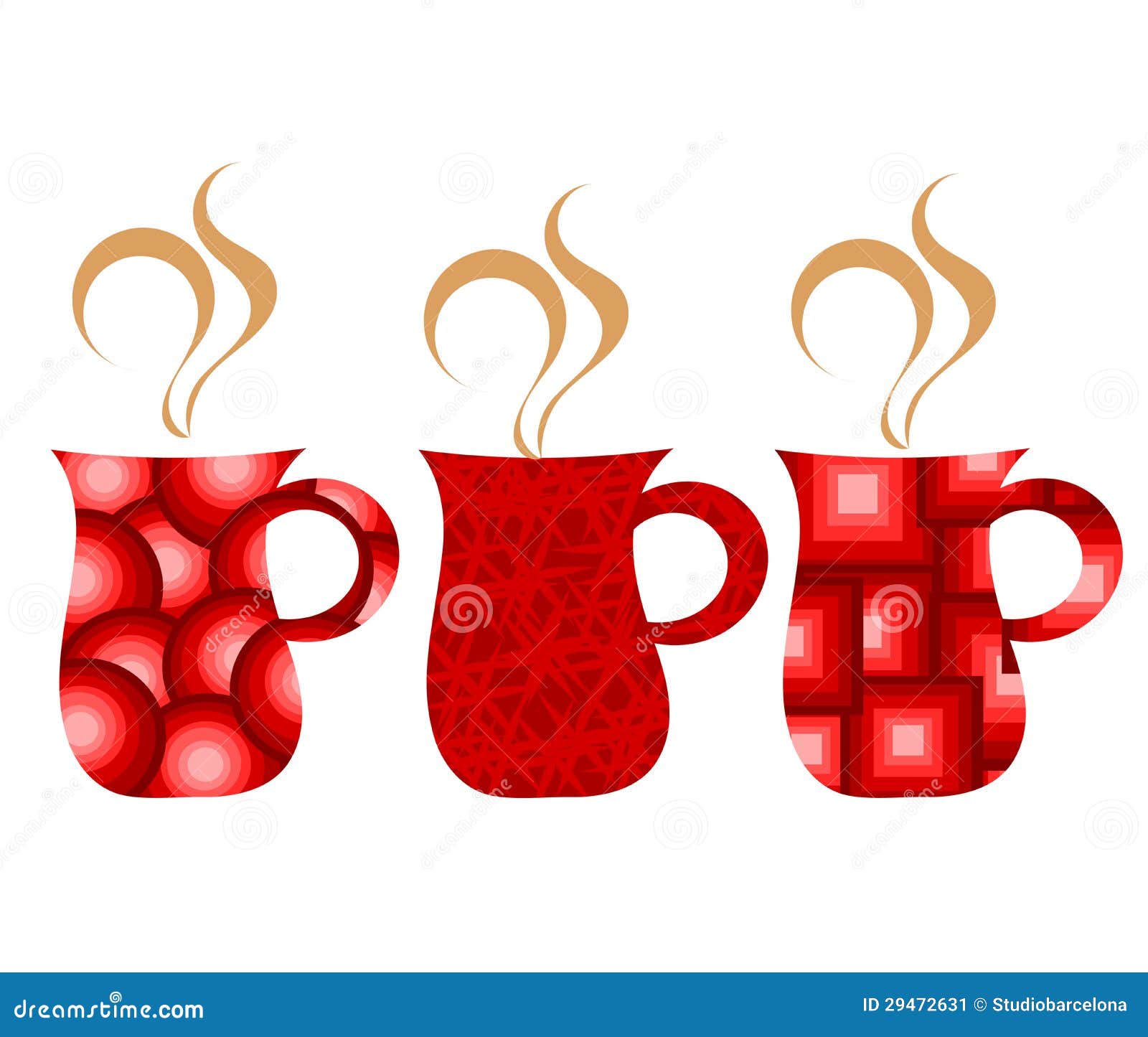 Red mugs set stock vector. Illustration of clip, ornate - 29472631