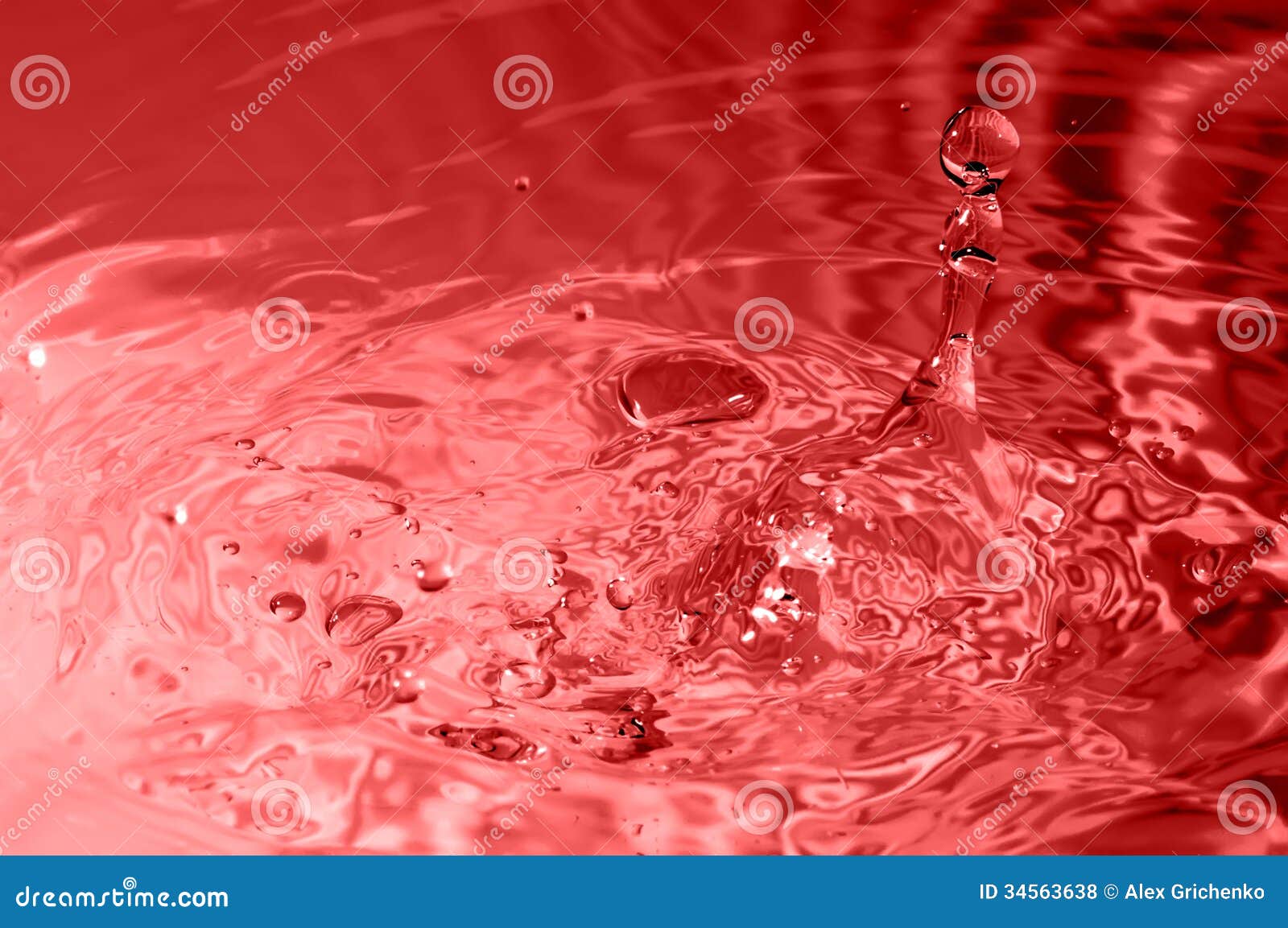 Red Multi Colored Water Drop Bubbling Stock Photo - Image of abstract ...