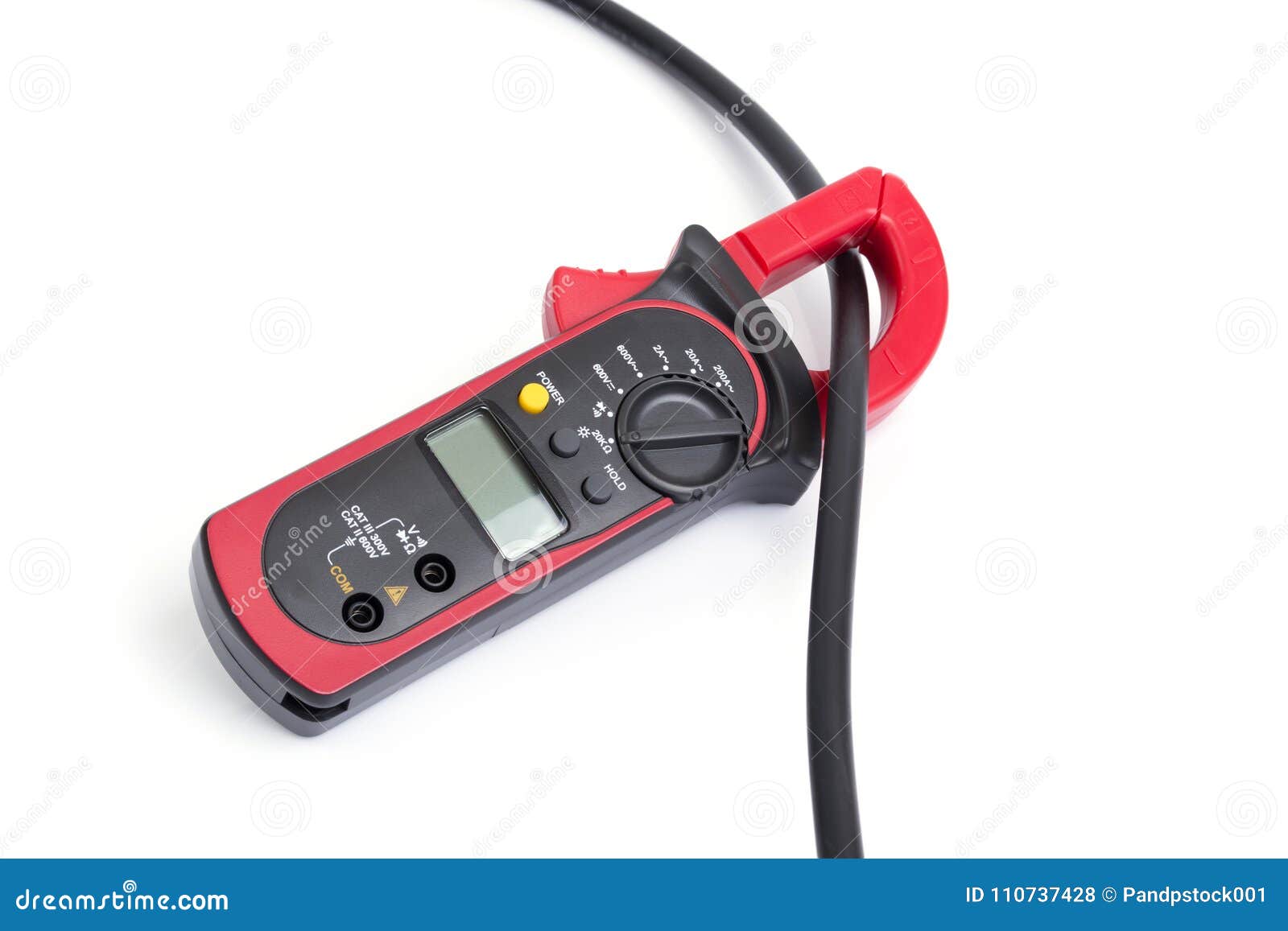 Red Multimeter Clamp with Electricity Wire. Stock Photo - Image of ...