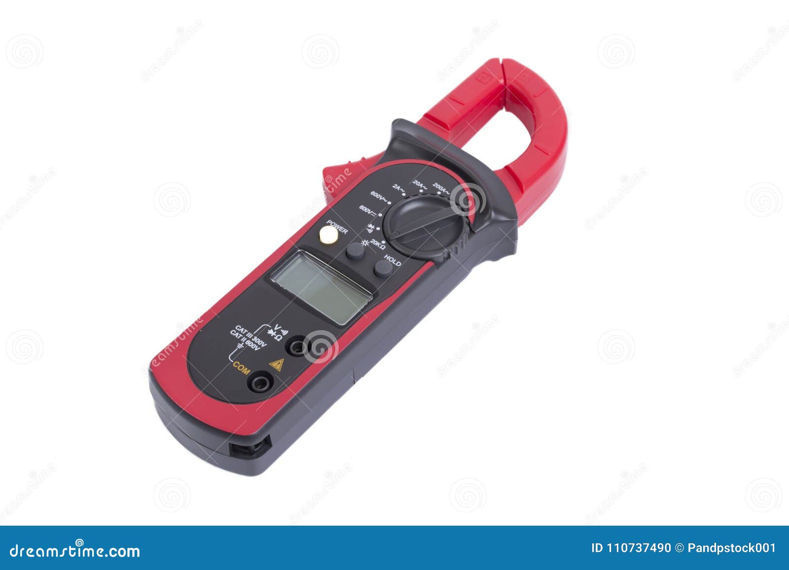 Red Multimeter Clamp for Measure Electricity. Stock Photo - Image of ...
