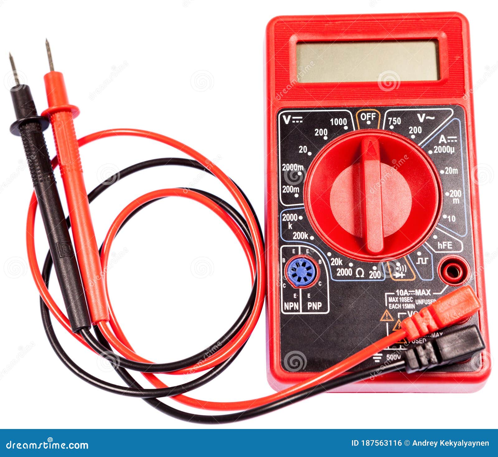 Red Multimeter Device with Lcd Screen for Measuring Electricity ...