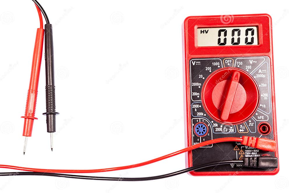 Red Multimeter Tester with Lcd Screen for Measuring Electrical Data ...