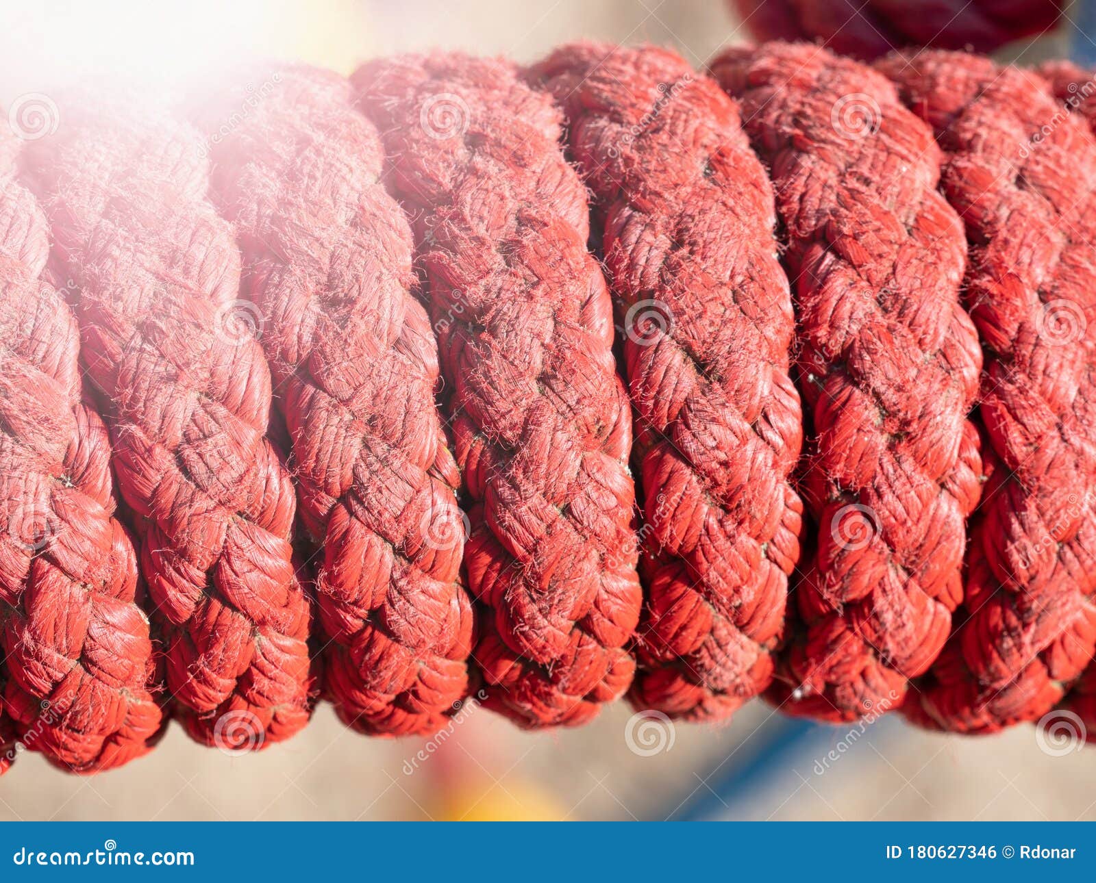 Red Multiple Strain of Construction Nylon Rope Stock Photo - Image of ...