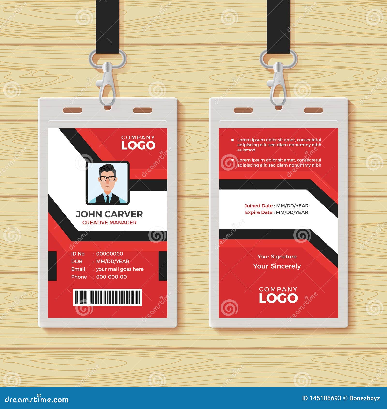 Red Multipurpose Identity Card Template Stock Illustration ...